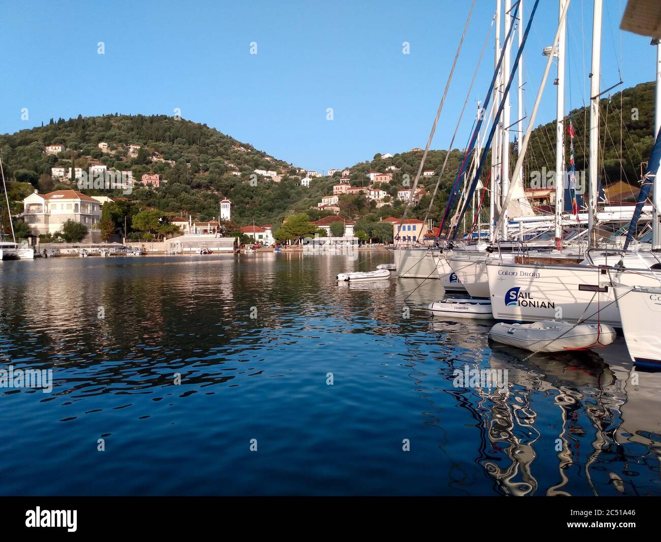 Ithaca in Greece: the pretty vlllage and harbour of Kioni Stock Photo ...