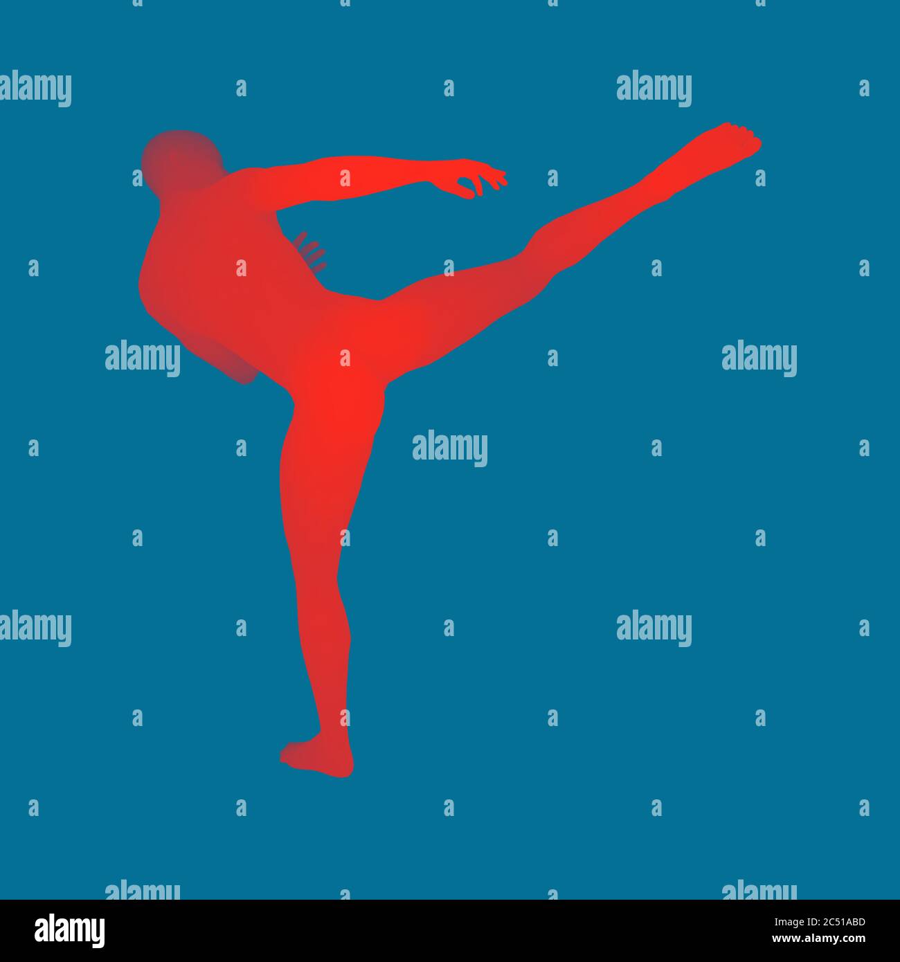 Kickbox Fighter Preparing to Execute a High Kick. Fitness, Sport ...