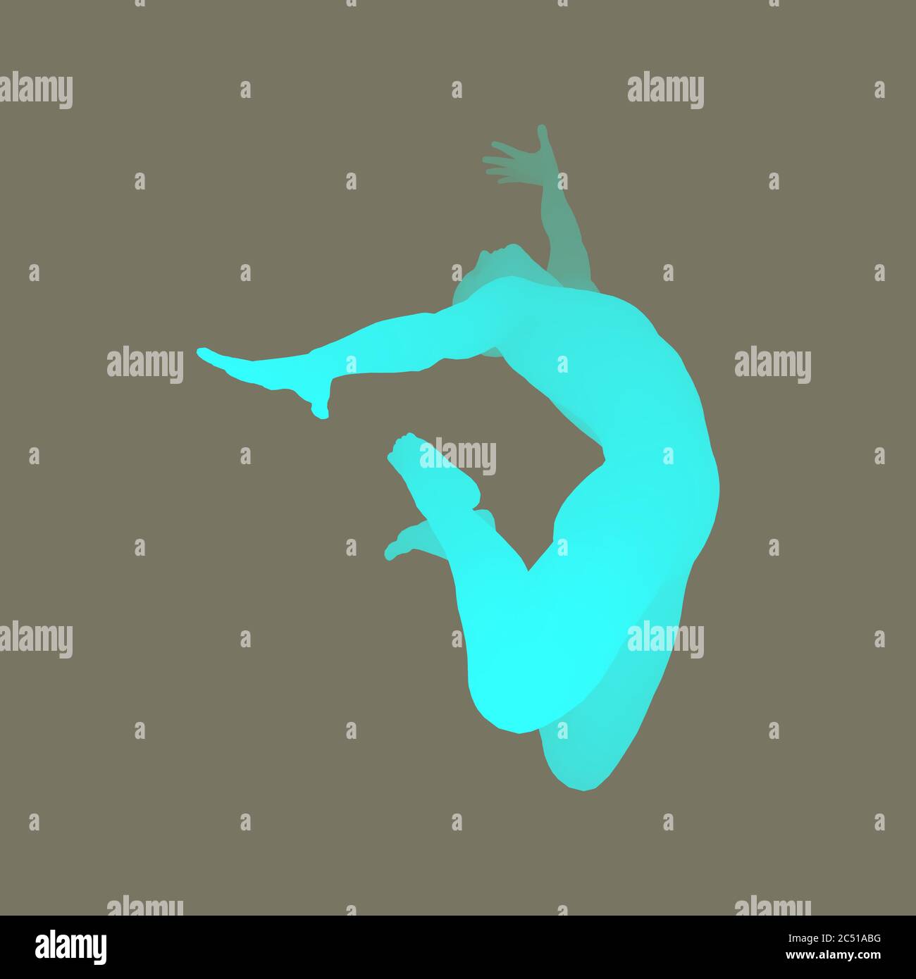 Jumping Man. Gymnast. 3D human body model. Gymnastics activities for ...