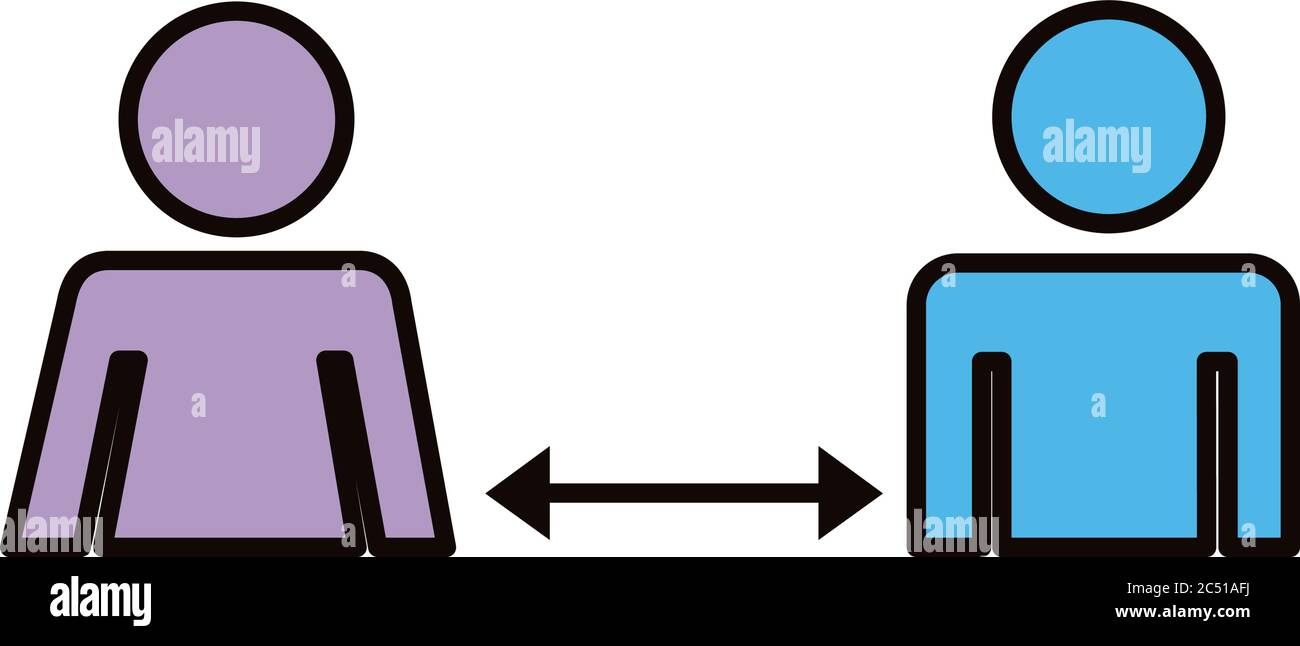 male humans silhouettes distance social line and fill style icon vector ...