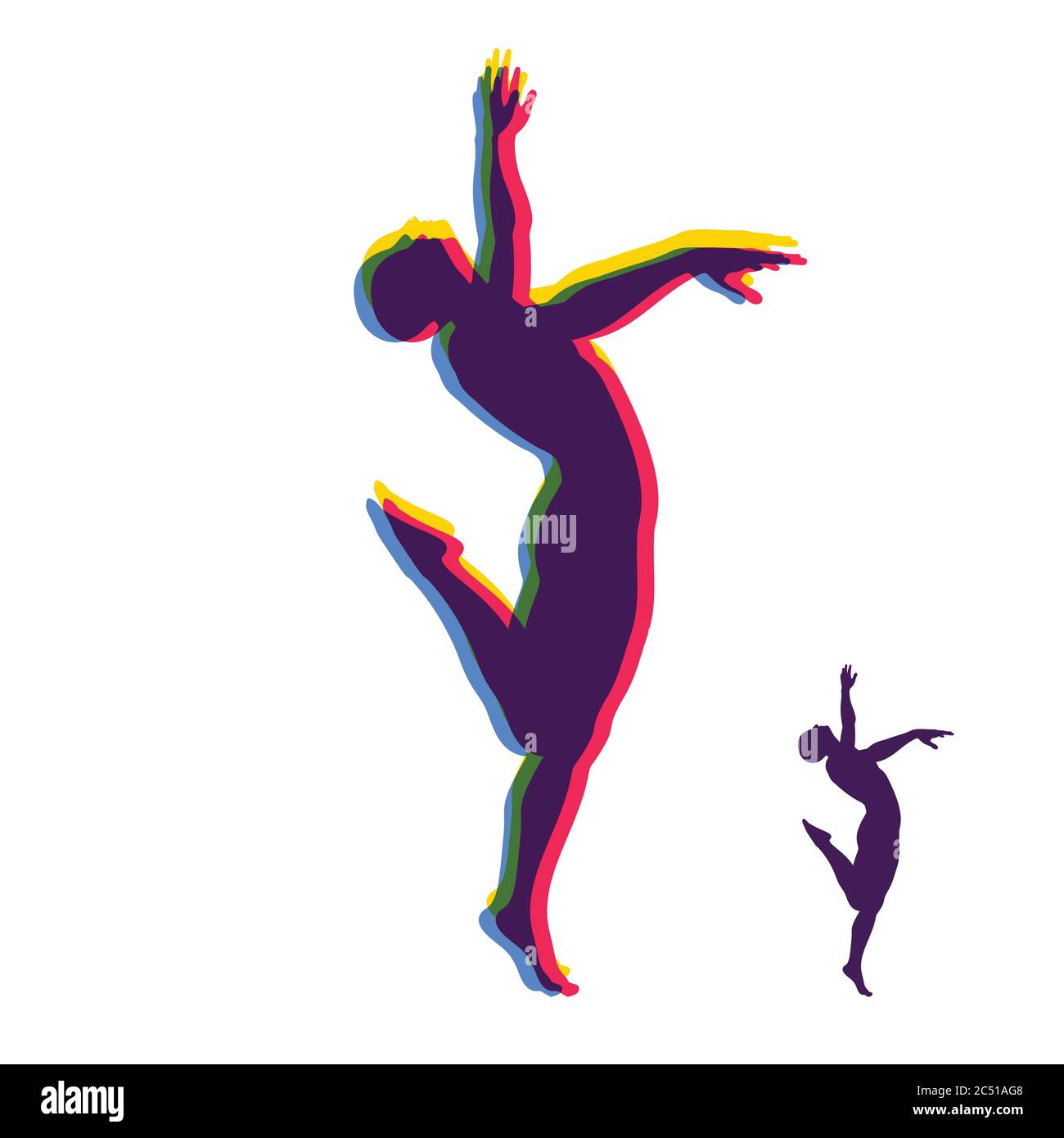 Silhouette of a Dancer. Gymnast. Man is Posing and Dancing. Sport ...