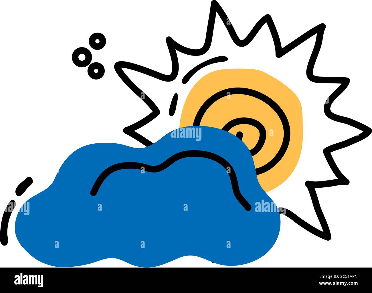 summer sun with cloud line and fill icon vector illustration design ...