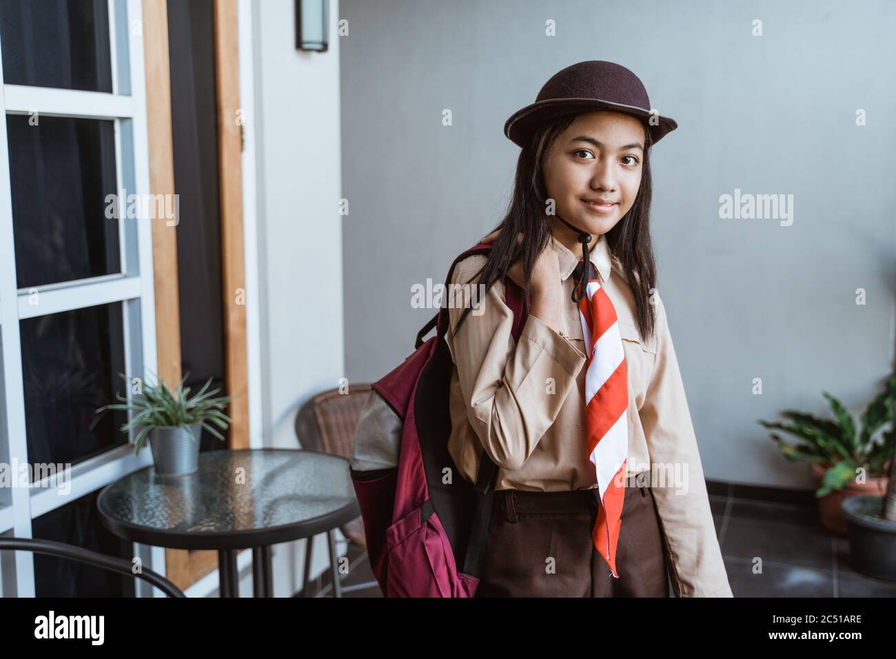 beautiful indonesian junior high school student portrait wearing girl ...