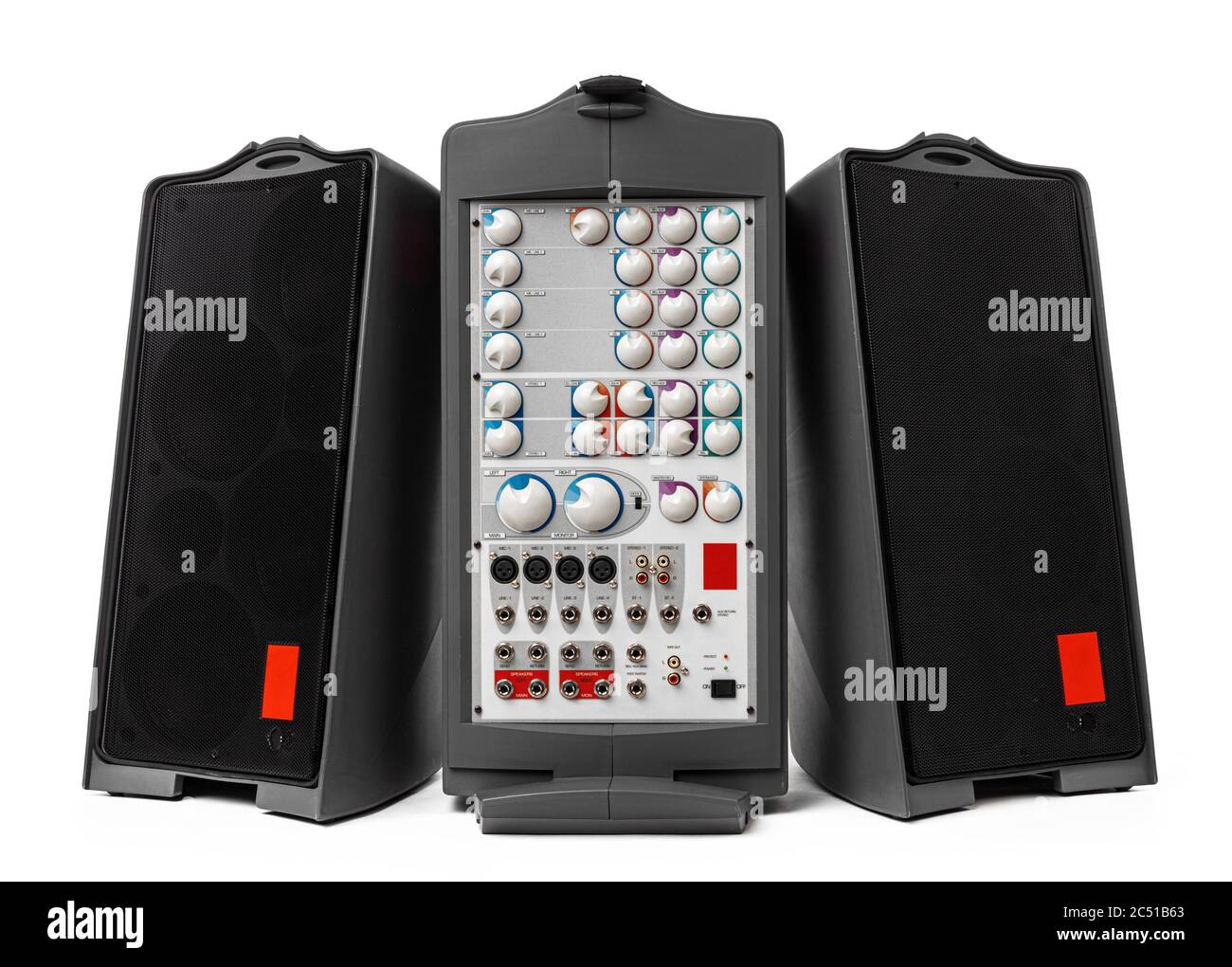 Modern audio system amplifier on white background Stock Photo - Alamy