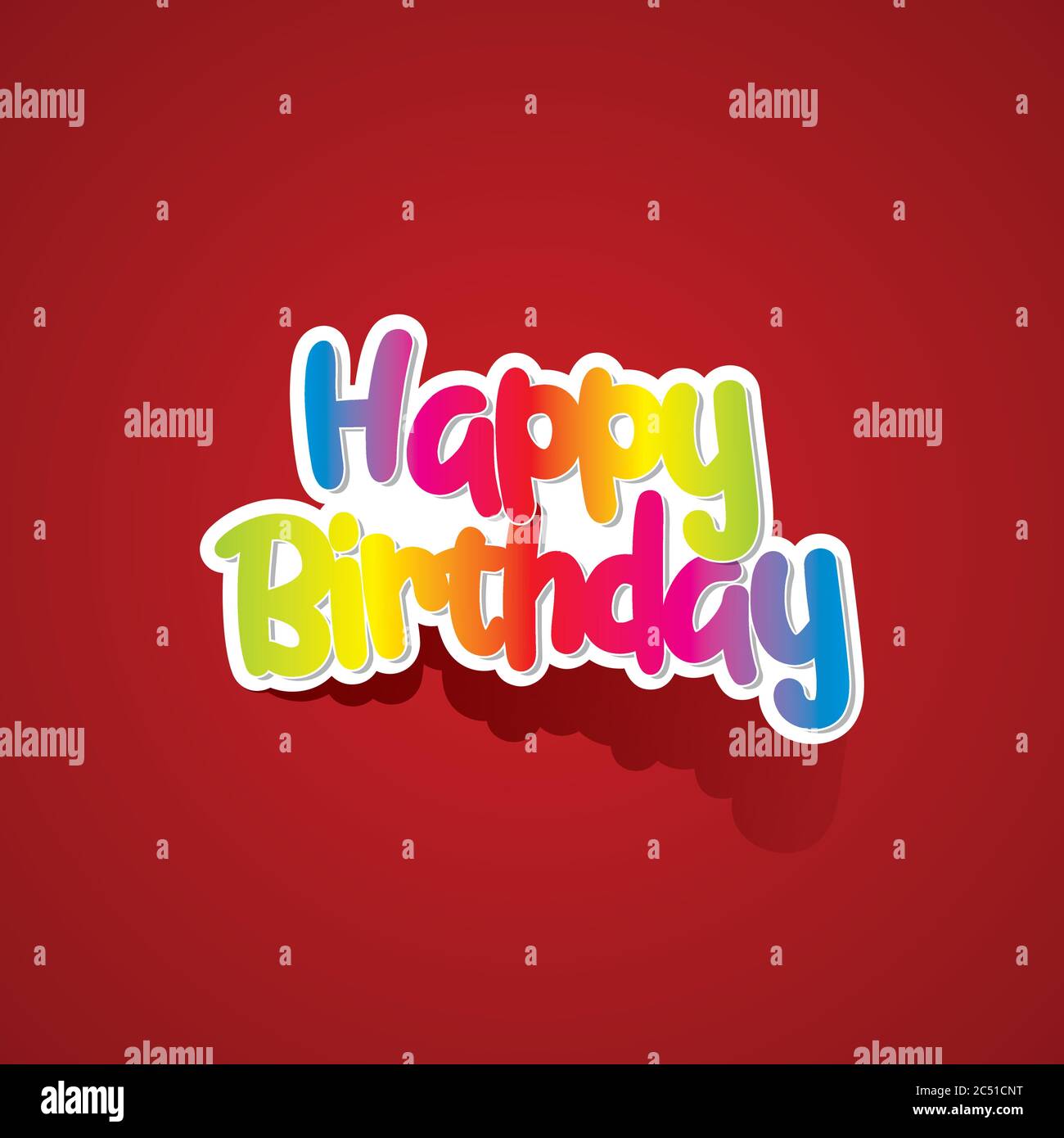 Happy birthday greeting card with rainbow text vector illustration ...