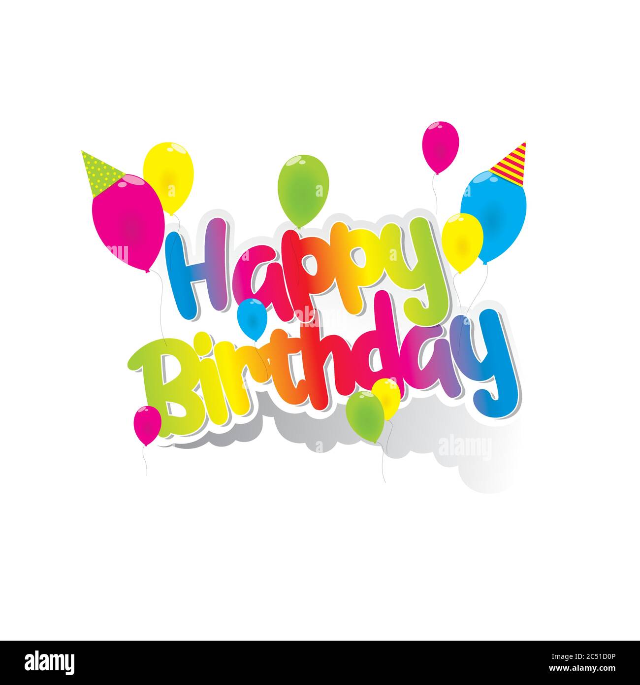 Happy birthday greeting card with rainbow text vector illustration ...