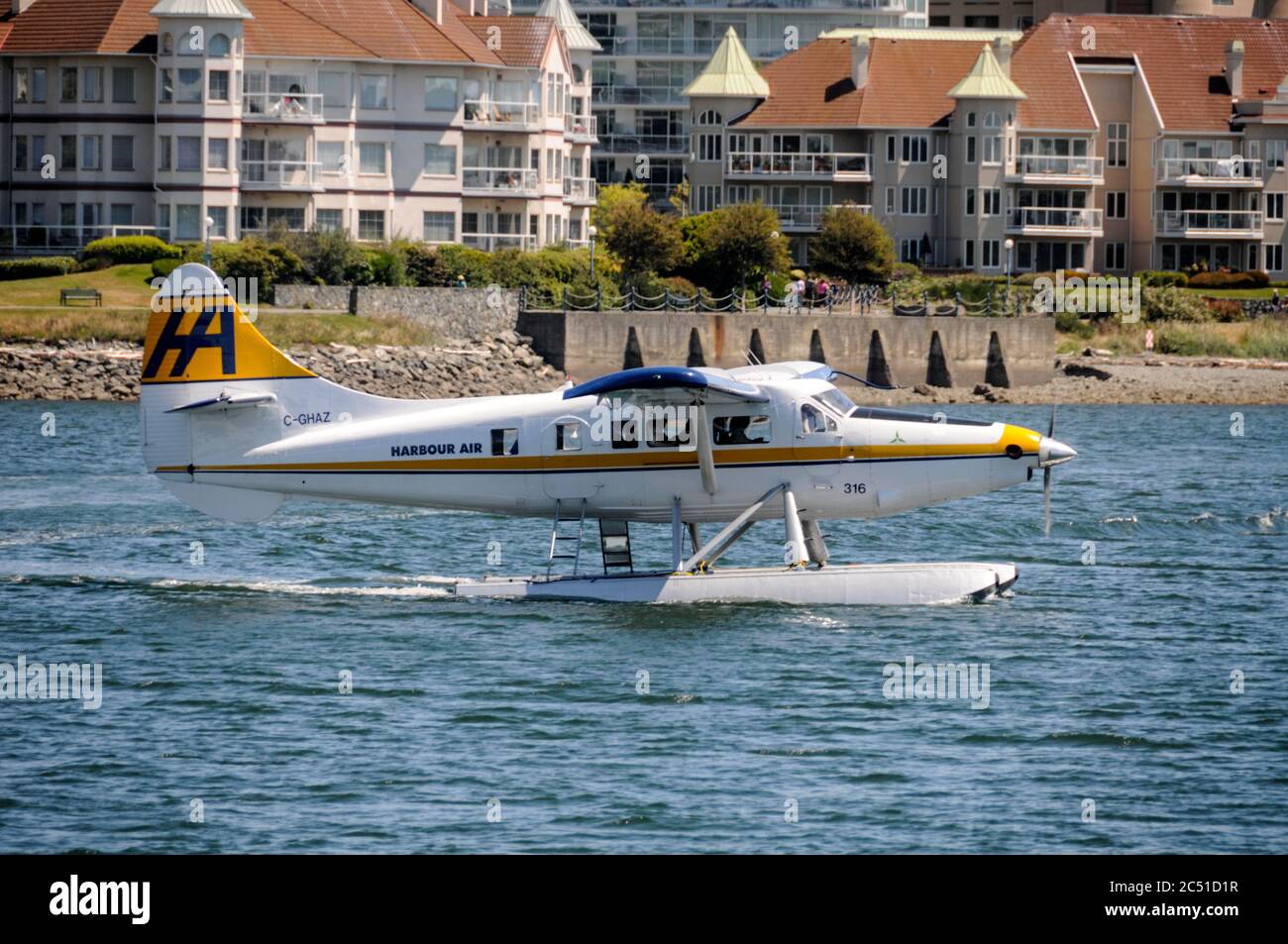 A commuter HA ( Harbour Air) float plane in Victoria, Vancouver island ...