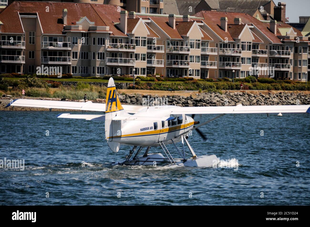 A commuter HA ( Harbour Air) float plane in Victoria, Vancouver island ...