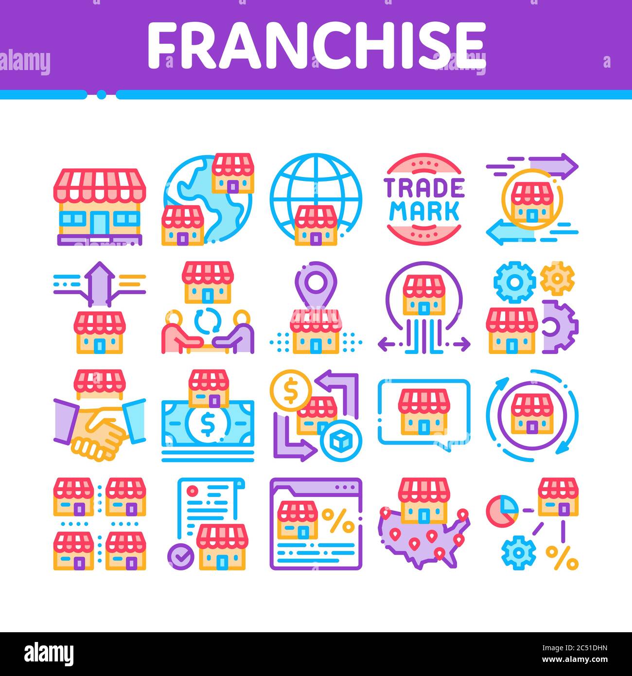 Franchise Business Collection Icons Set Vector Stock Vector Image & Art ...