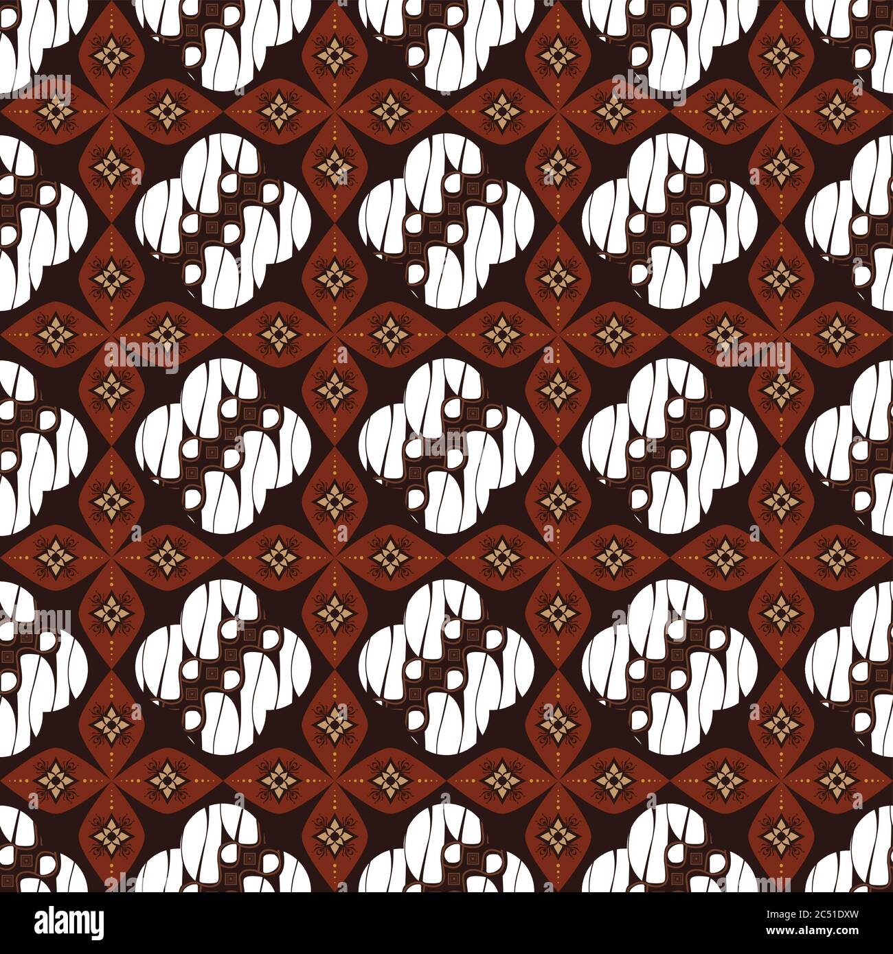 The beauty flower motifs on Tradisional Java batik with brown red color ...