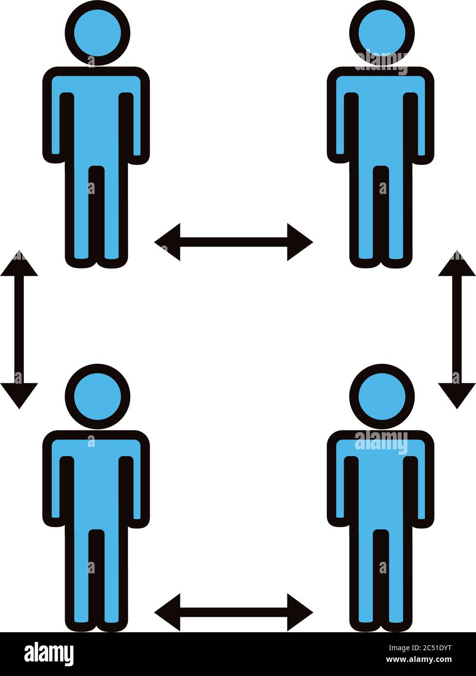 group of humans distance social line and fill style vector illustration ...