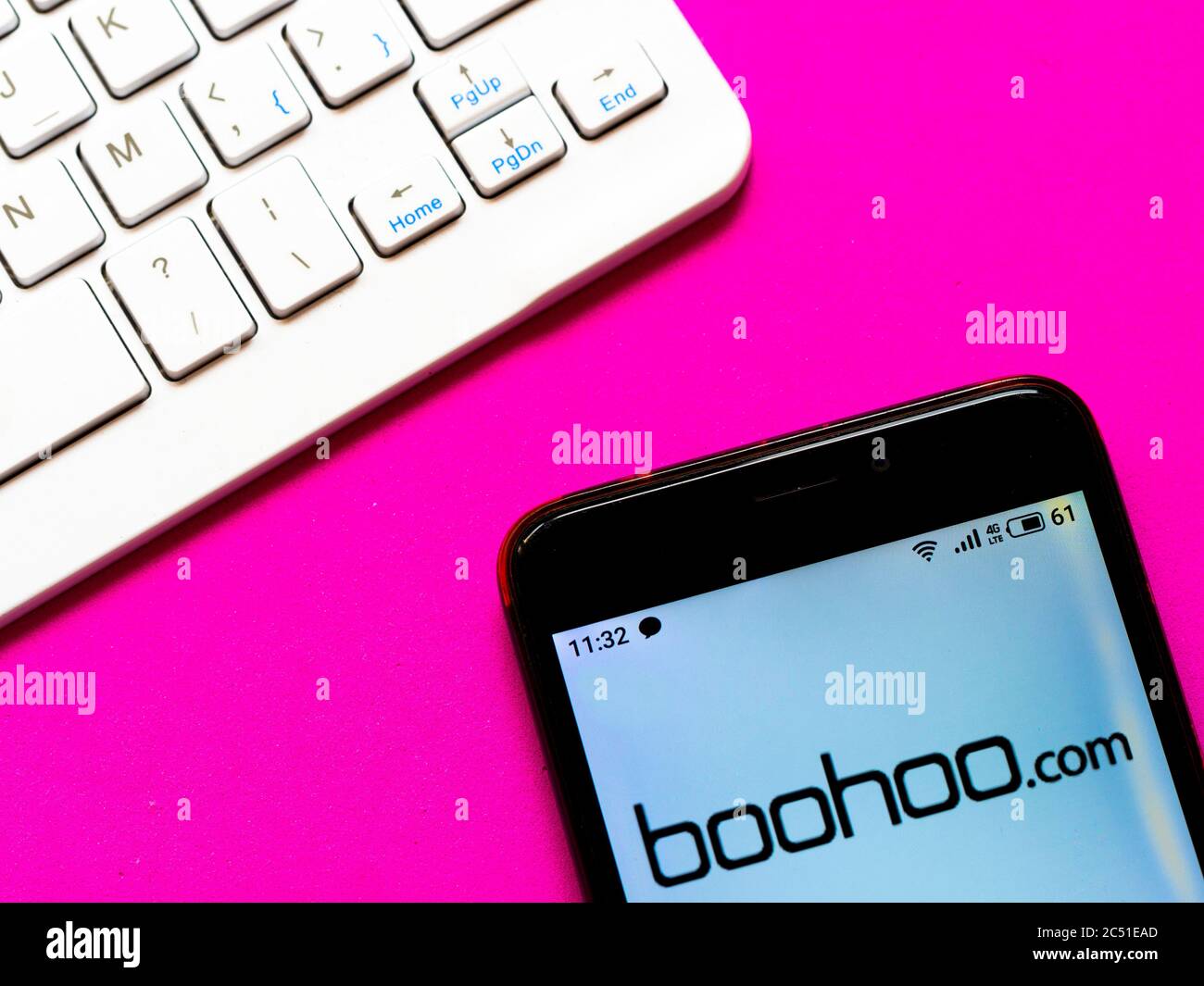 In this photo illustration e-commerce Boohoo logo is seen displayed on ...