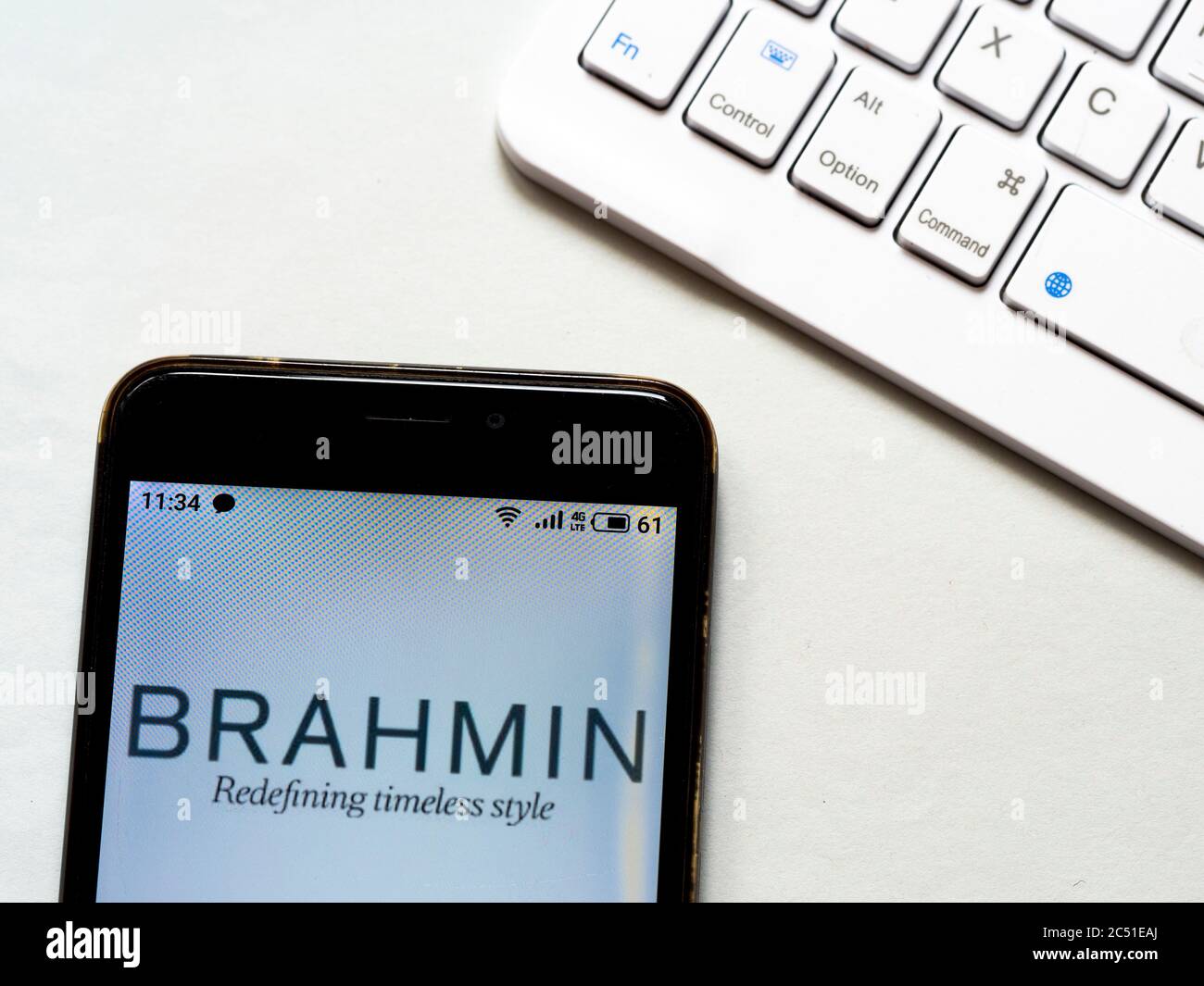 In this photo illustration e-commerce Brahmin logo is seen displayed on ...