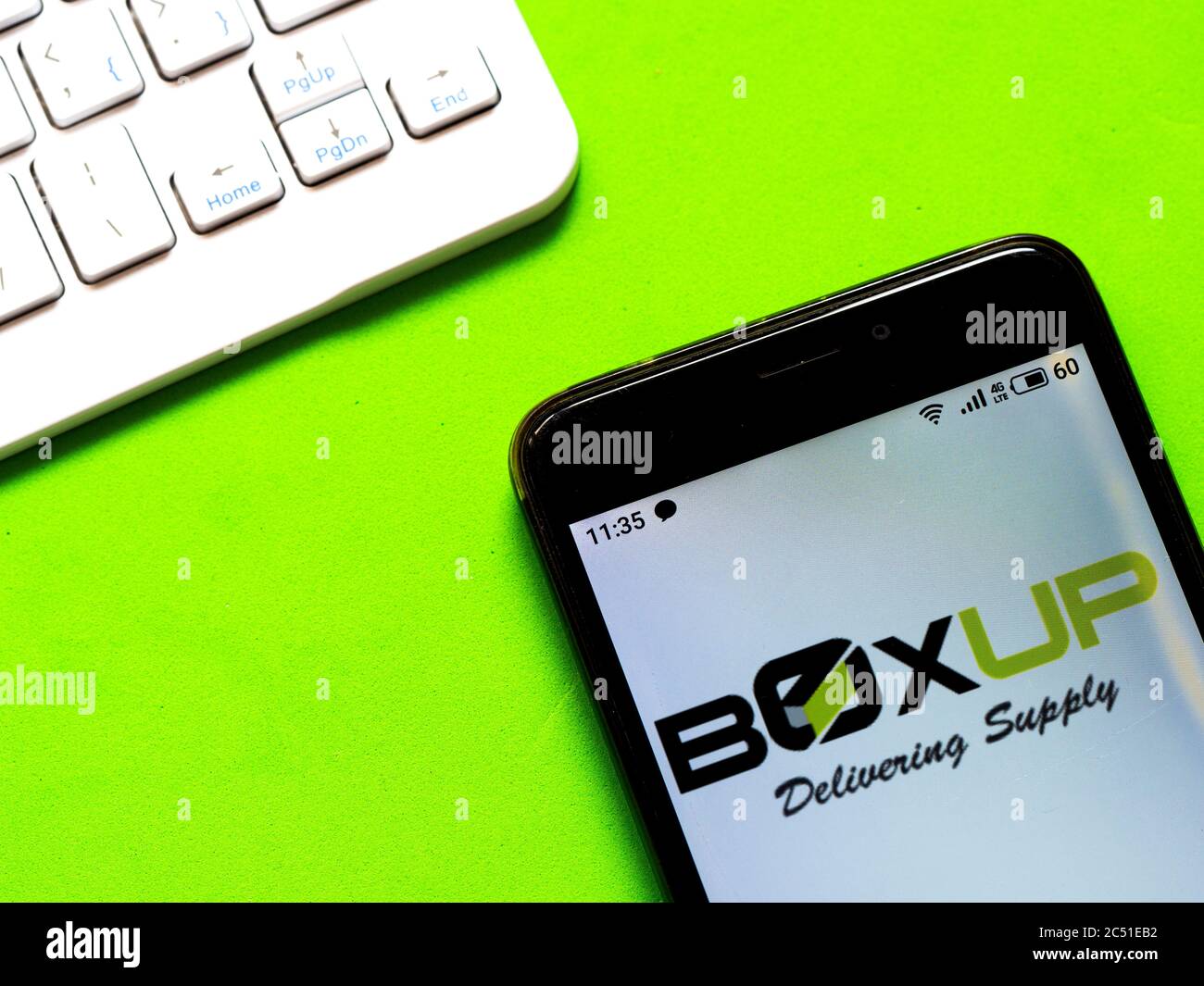 In this photo illustration e-commerce Box Up logo is seen displayed on ...