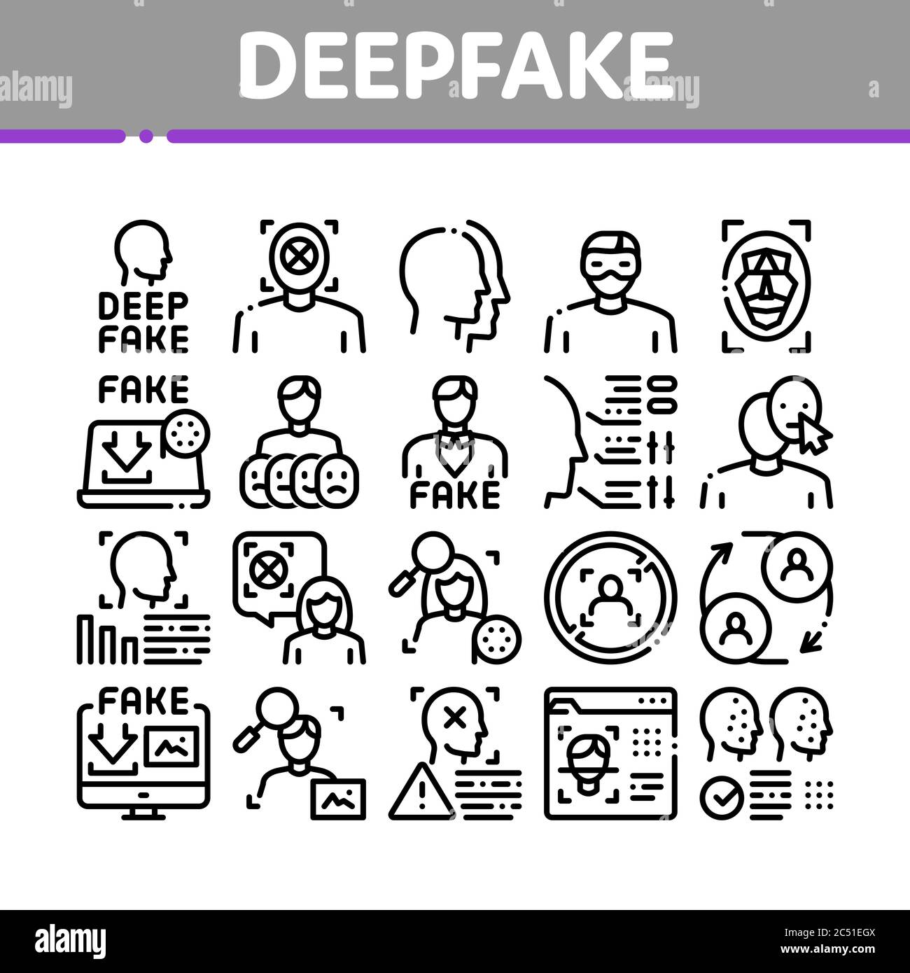 Deepfake Face Fake Collection Icons Set Vector Stock Vector Image & Art ...