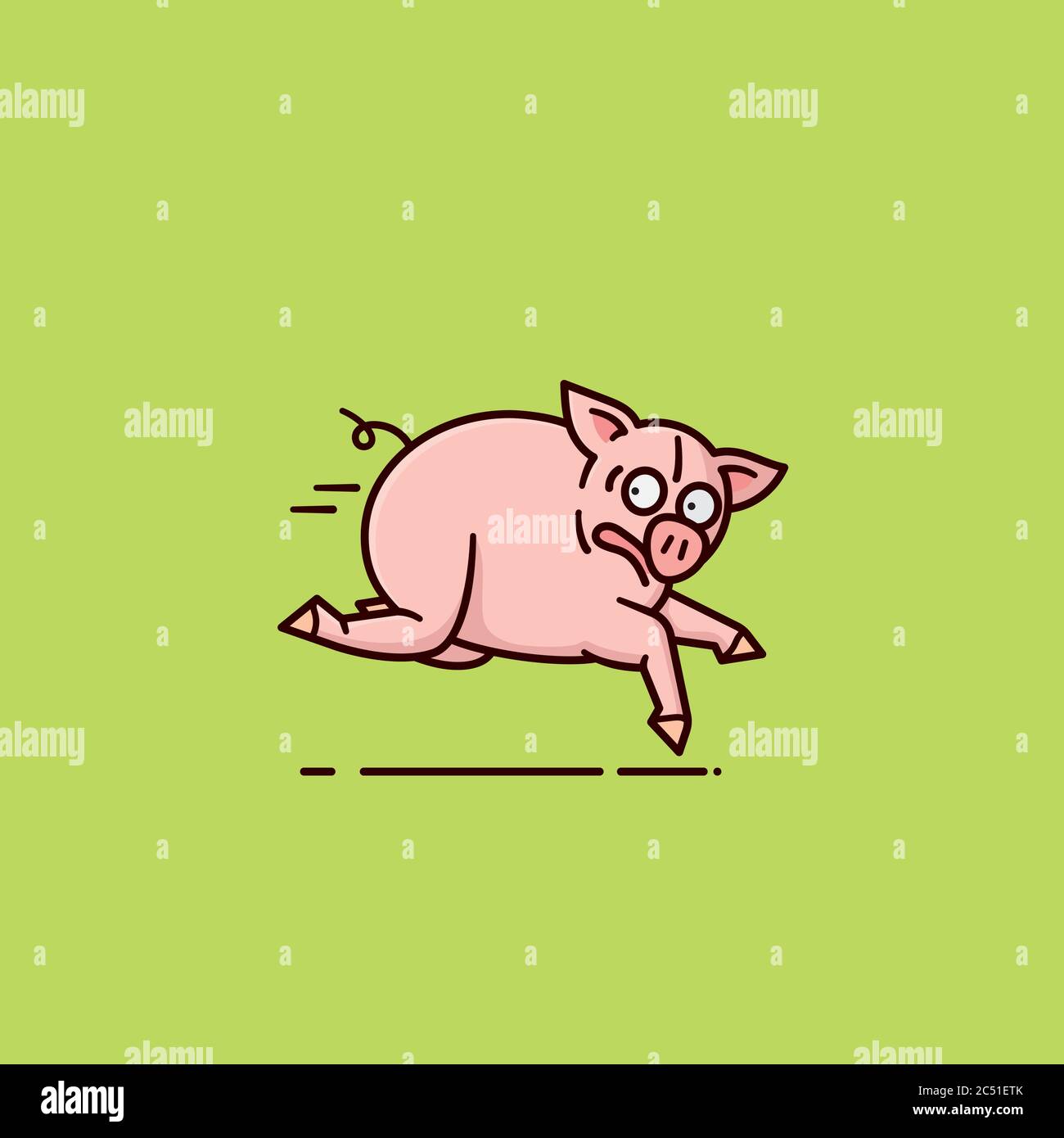 Pig on the run cartoon character vector illustration for Barbecue Day ...