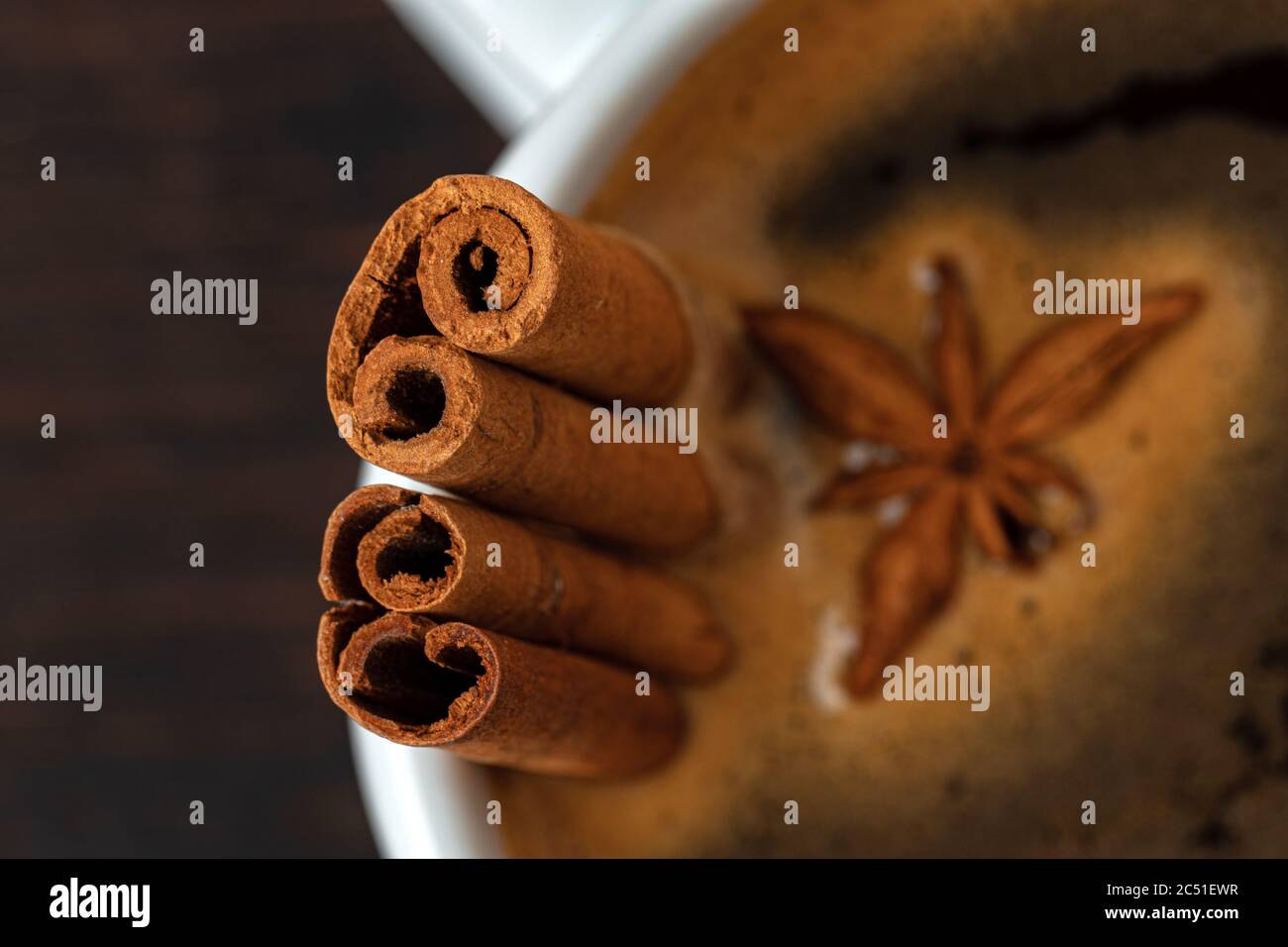 Cup of americano coffee with cinnamon close up Stock Photo - Alamy
