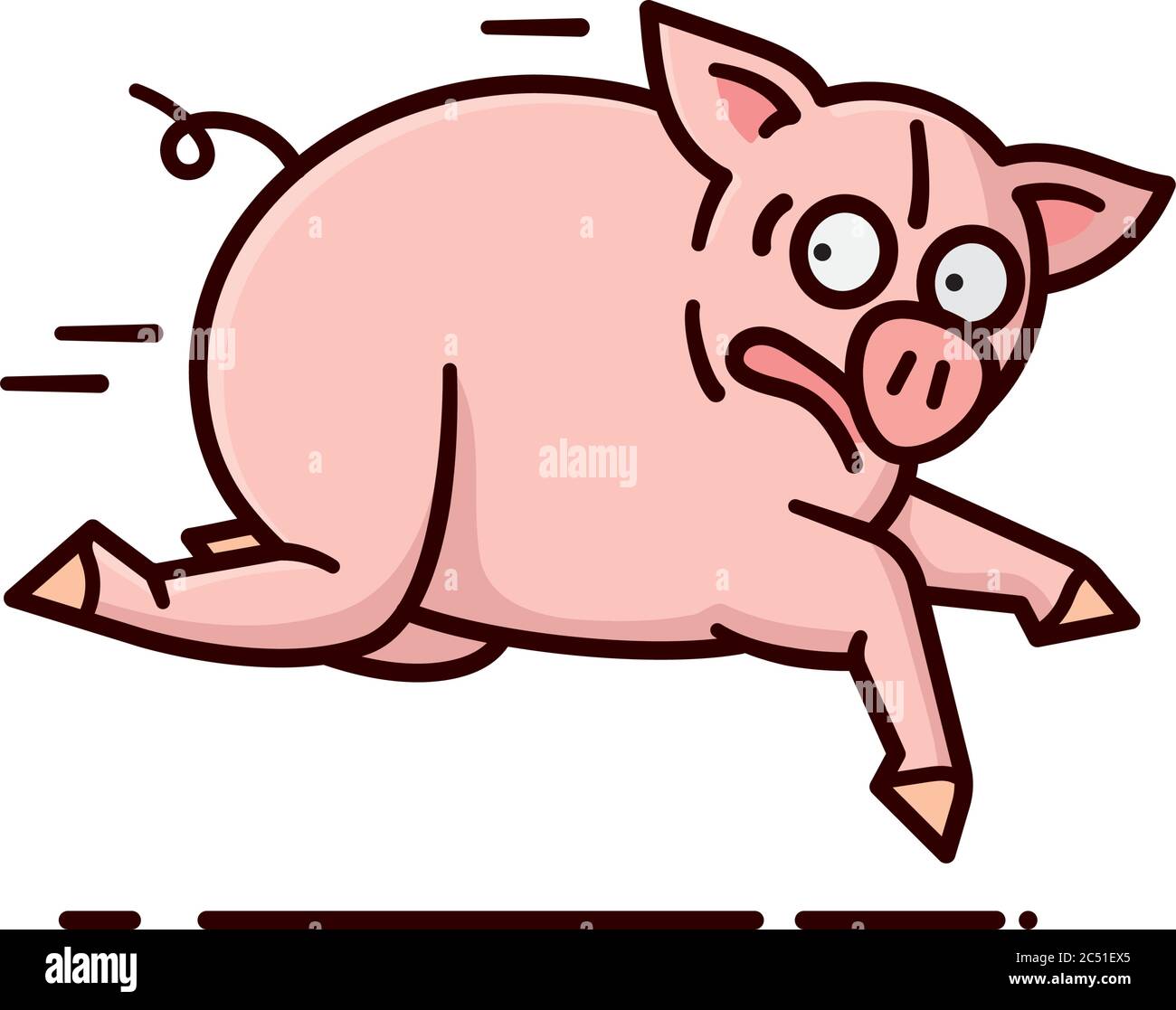 Pig on the run cartoon character isolated vector illustration for ...