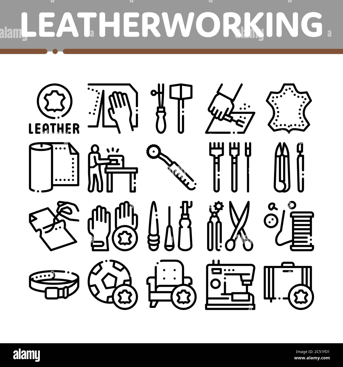 Leatherworking Job Collection Icons Set Vector Stock Vector Image & Art ...