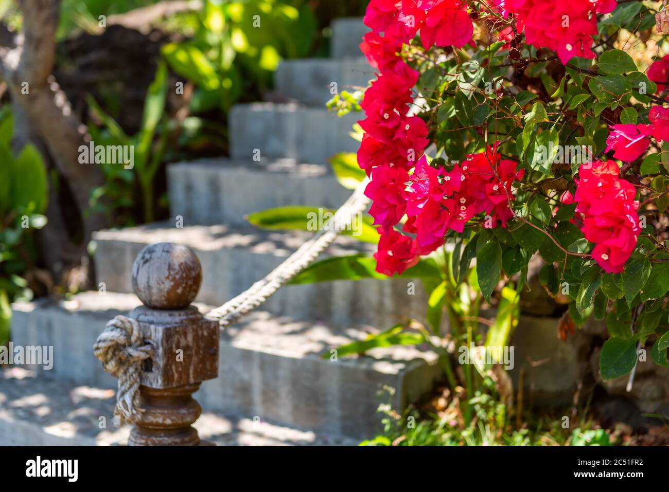 Stone steps. Stairs in outside asian style interior. Interior detail ...