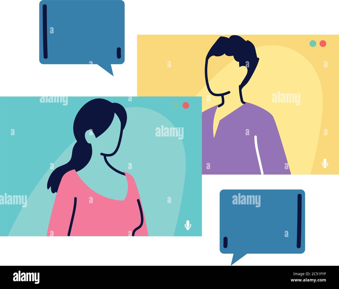 man and woman in a chat conversation vector illustration design Stock ...