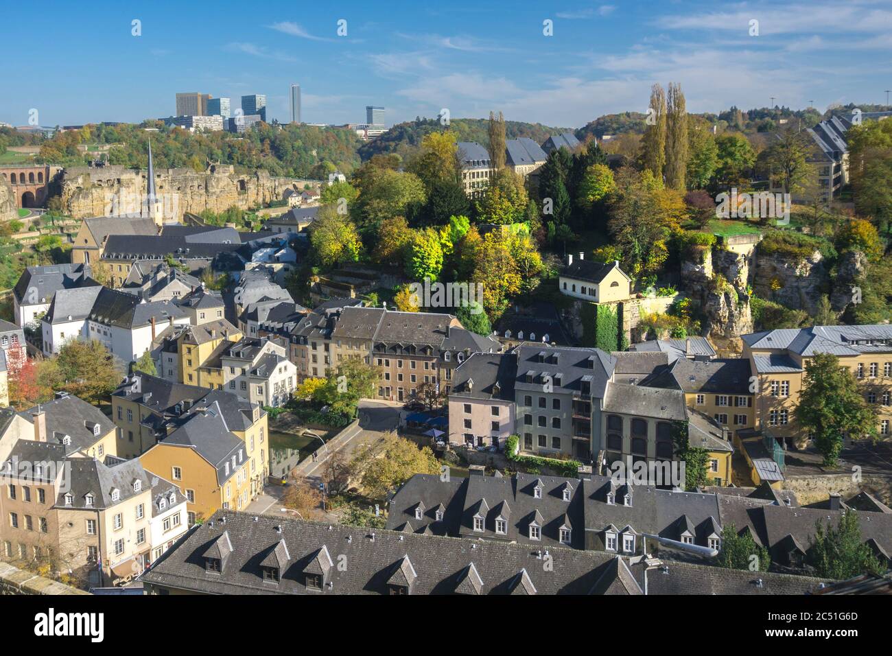 Luxembourg city, capital of Grand Duchy of Luxembourg, downtown view of ...