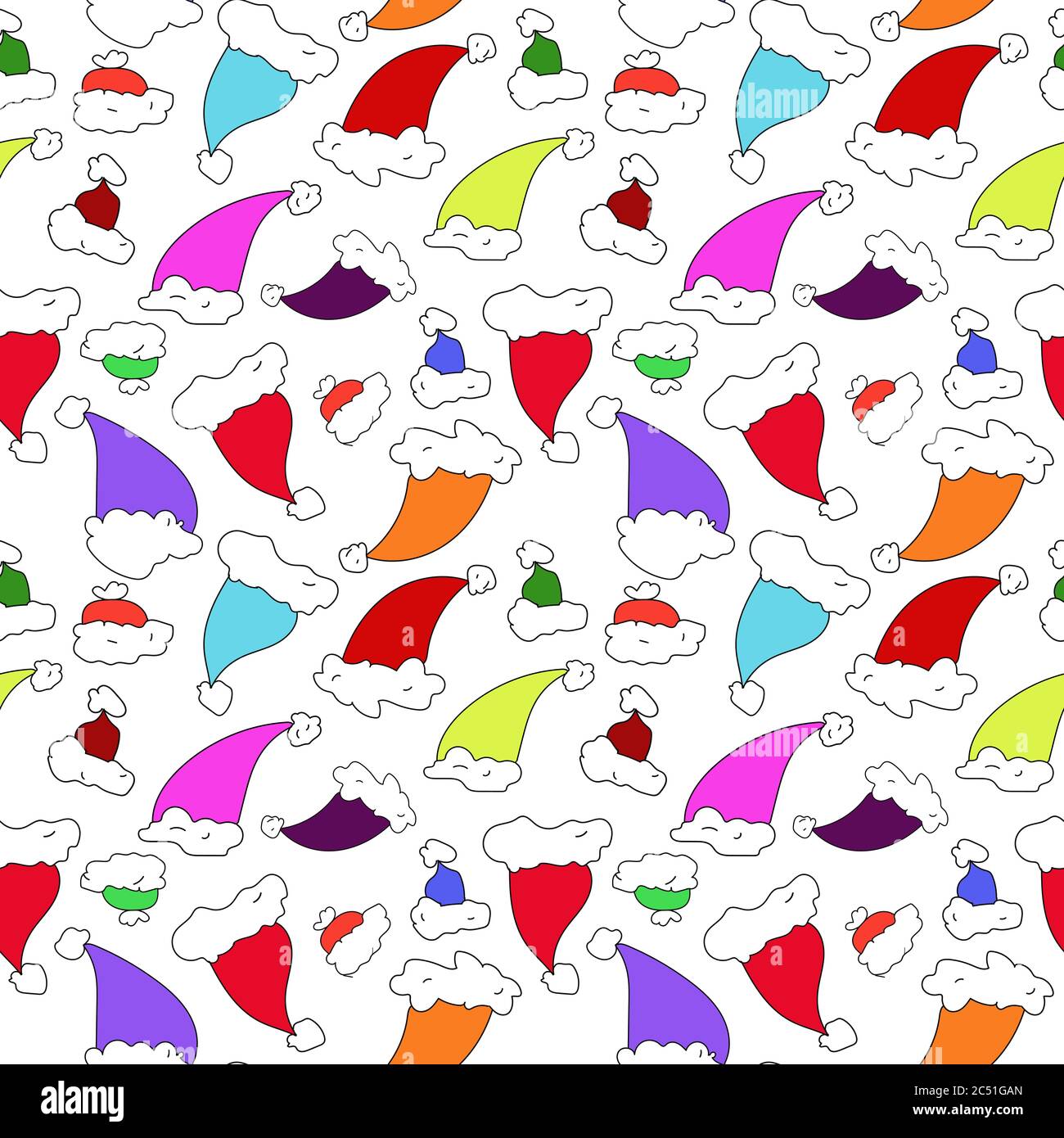 seamless pattern with colourful santa Christmas hats Stock Photo - Alamy