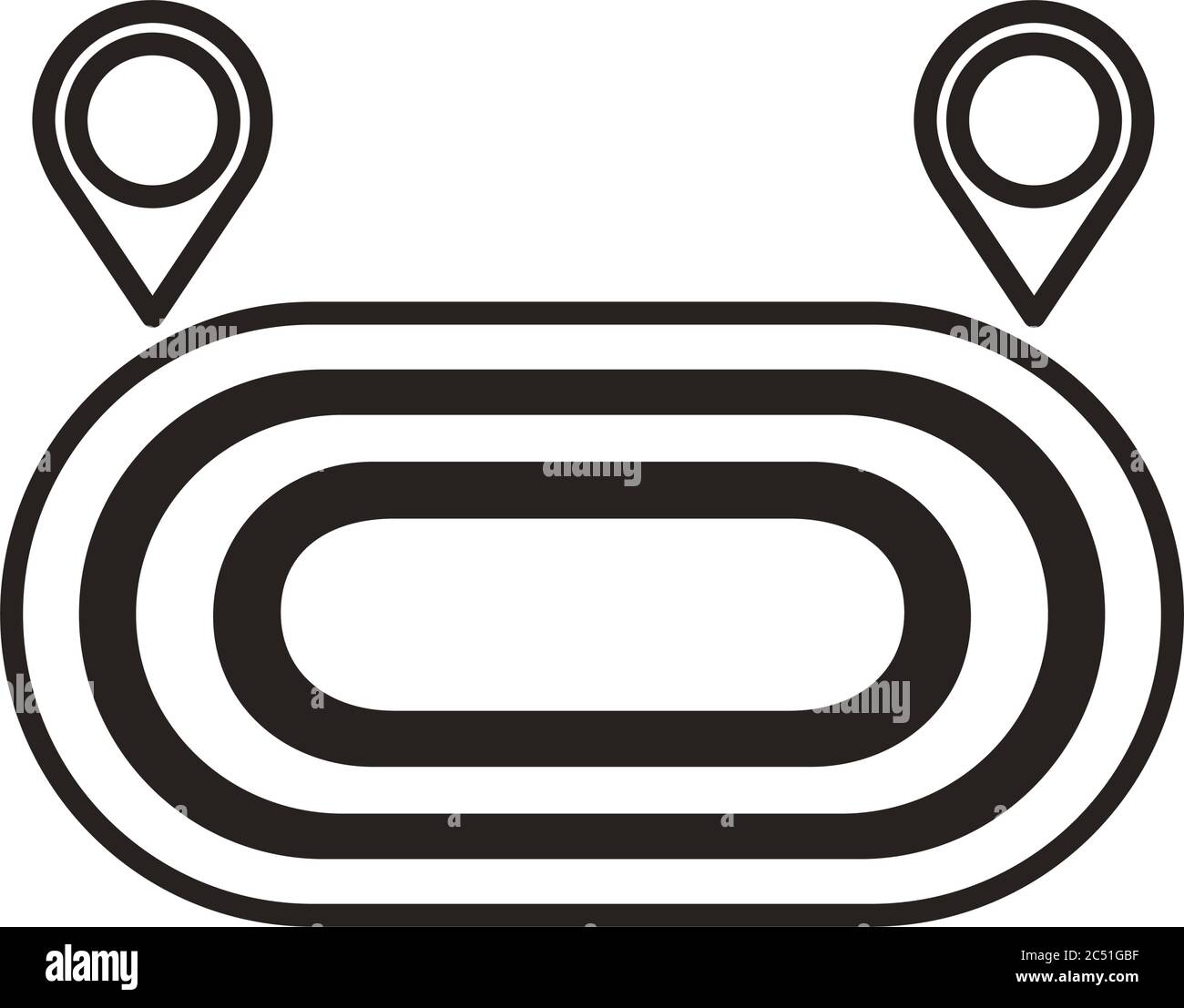 athletic track with pins locations line style icon vector illustration ...