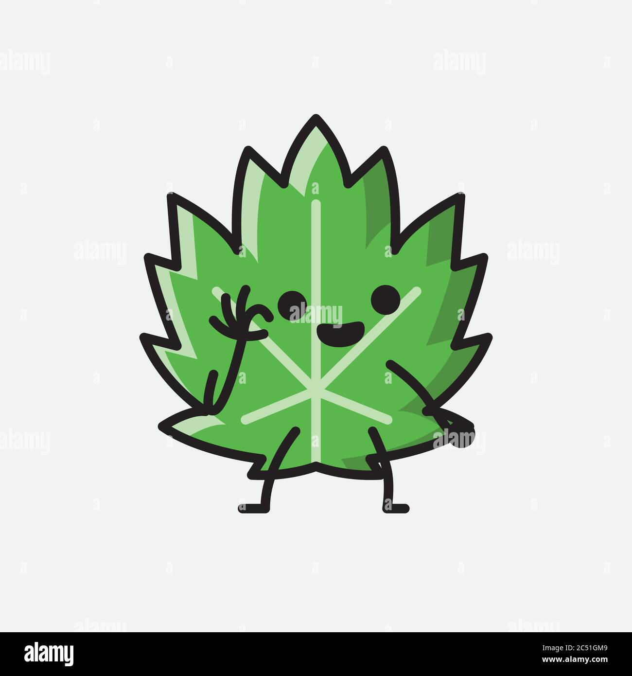 An illustration of Cute Leaf Mascot Vector Character in Flat Design ...