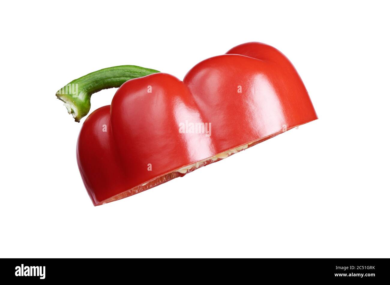 cross section of a sweet red bell pepper isolated on white background ...