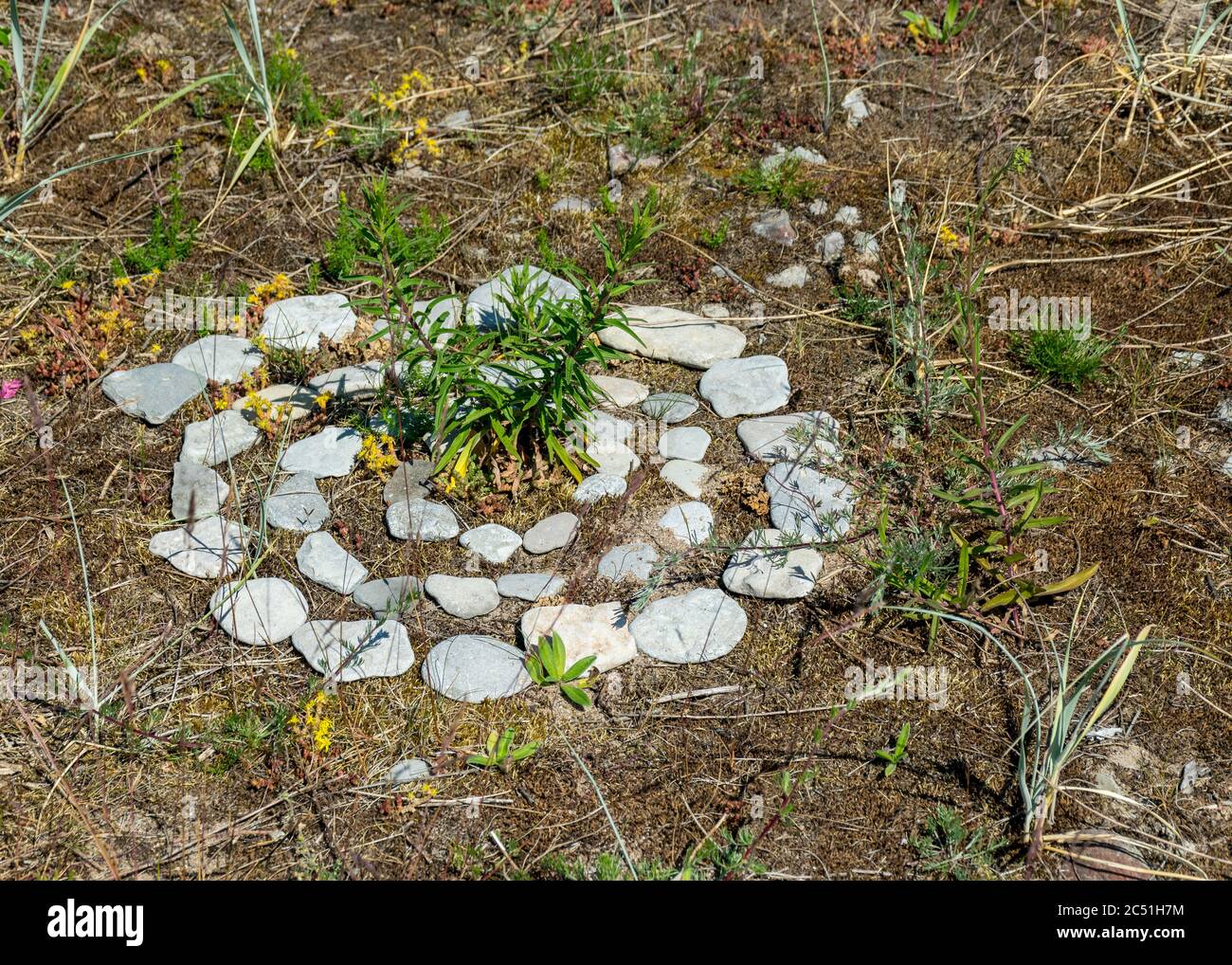 picture with beautiful white stone piles by the sea, these objects were ...