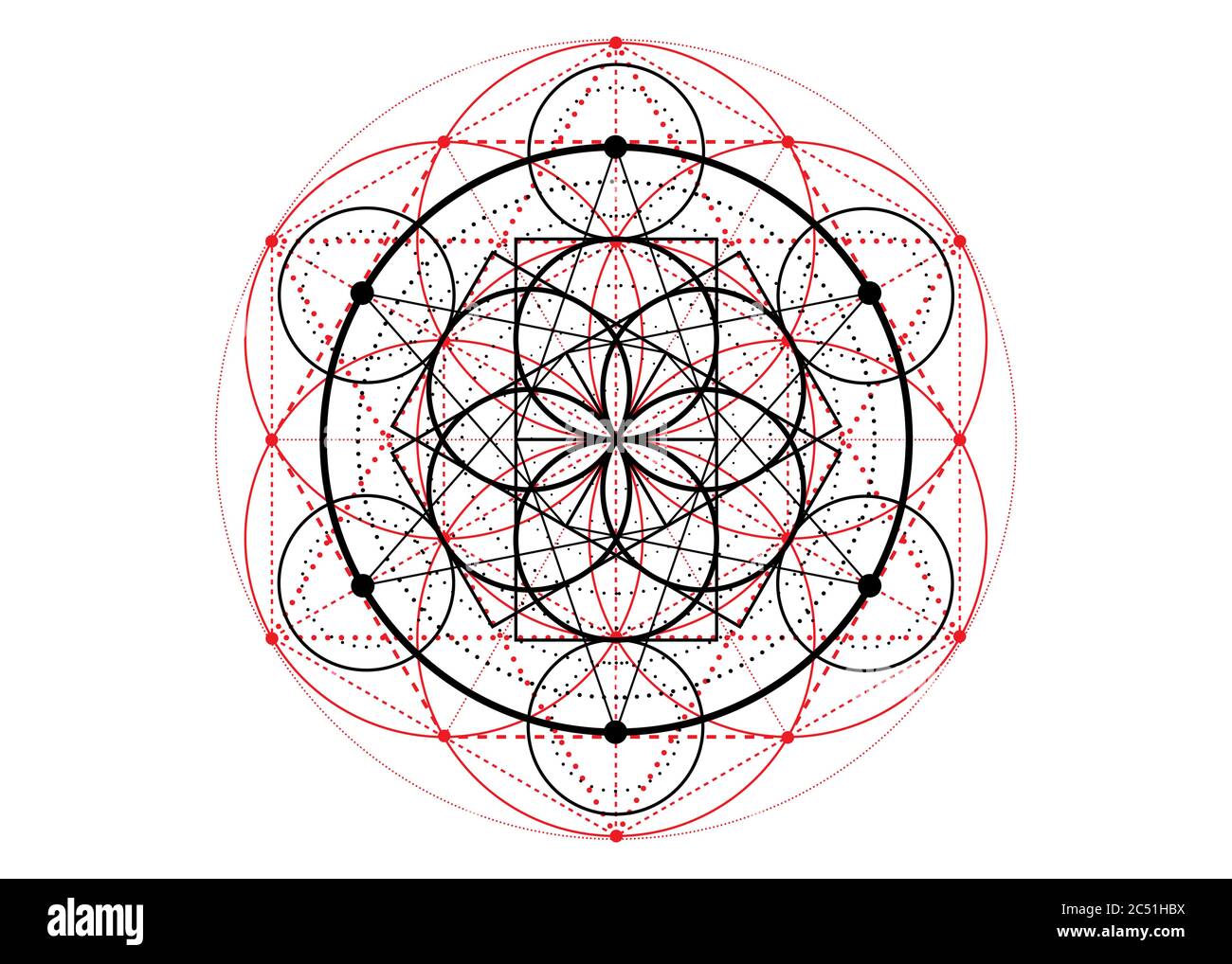 Seed of life symbol Sacred Geometry. Geometric mystic mandala of ...