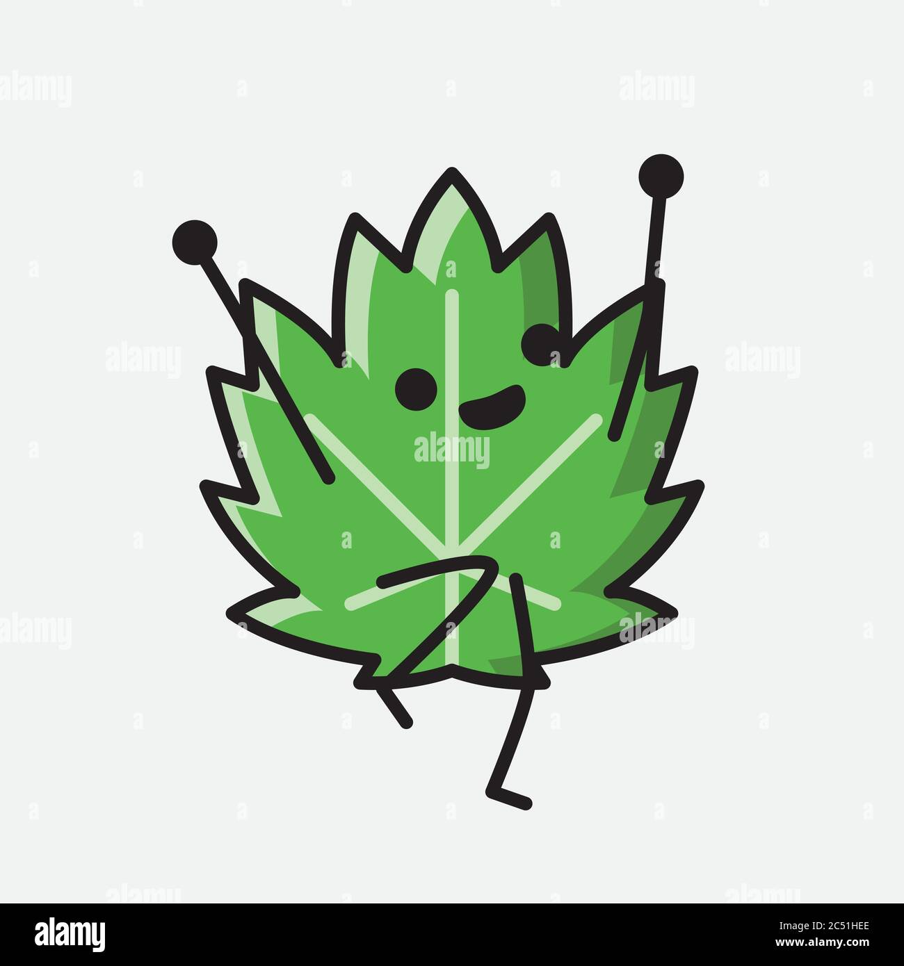 An illustration of Cute Leaf Mascot Vector Character in Flat Design ...