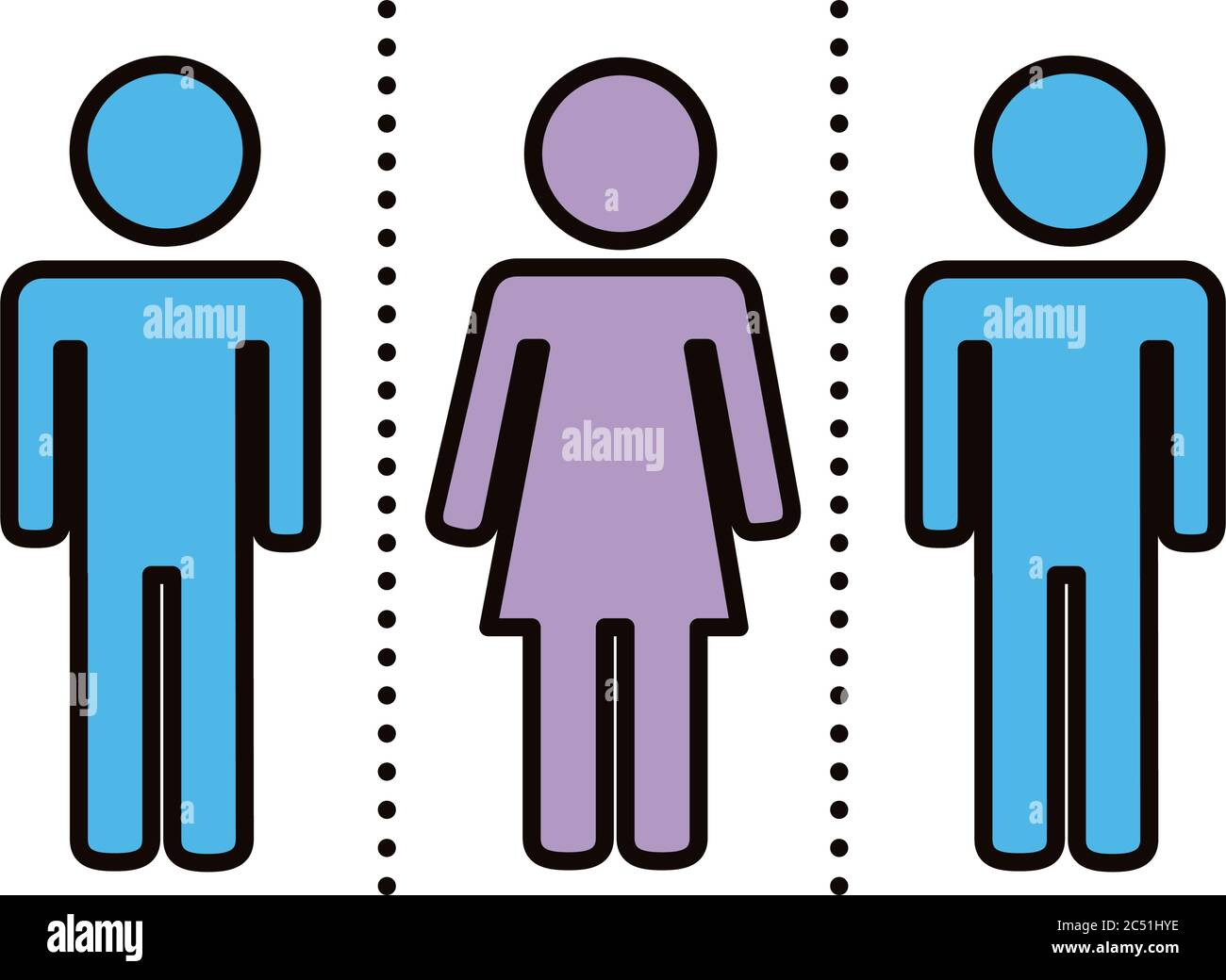 group of humans distance social line and fill style vector illustration ...