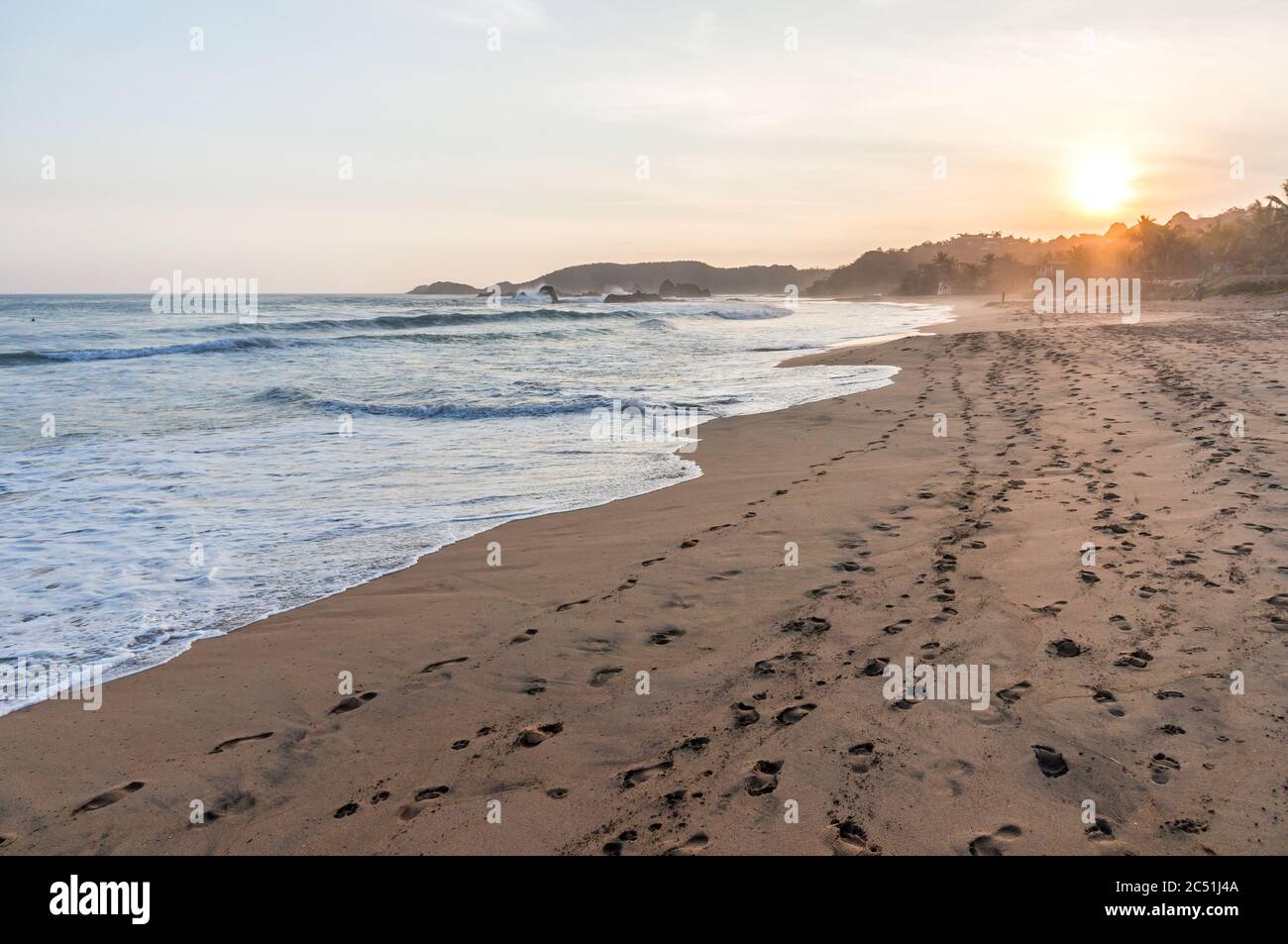 Beautiful peaceful beach at sunset in Mazunte, Mexico Stock Photo - Alamy