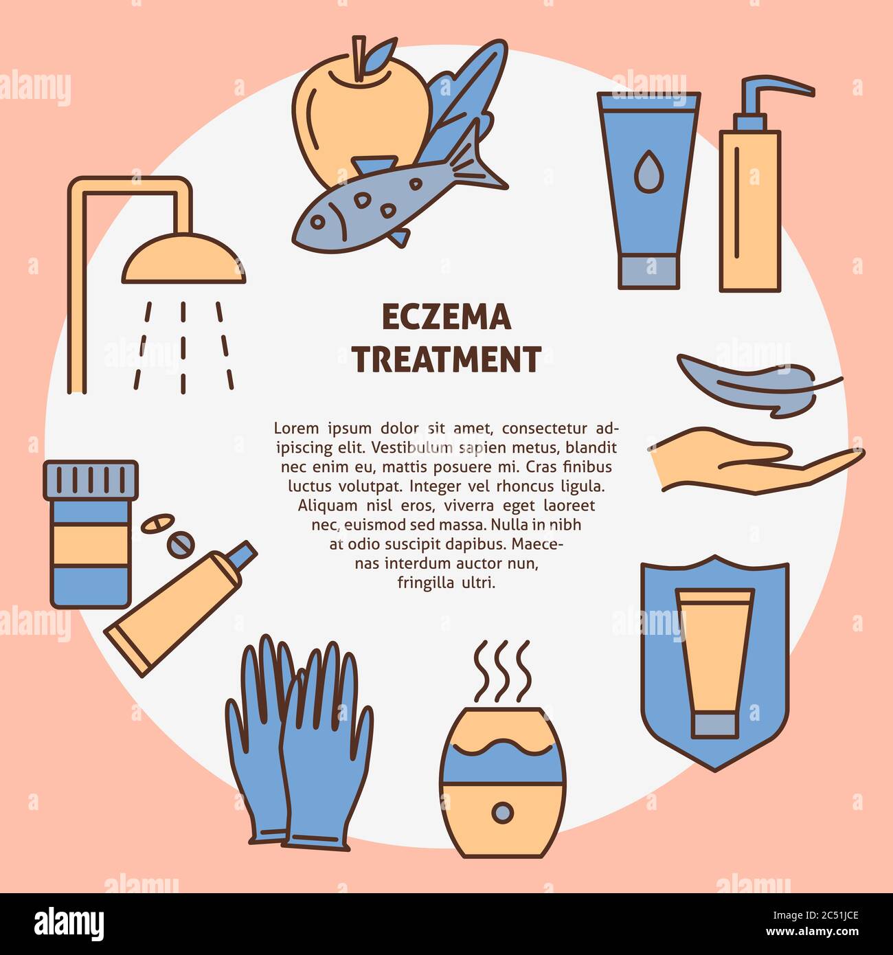 Eczema Treatment Round Concept Banner With Text Skin Allergy Therapy