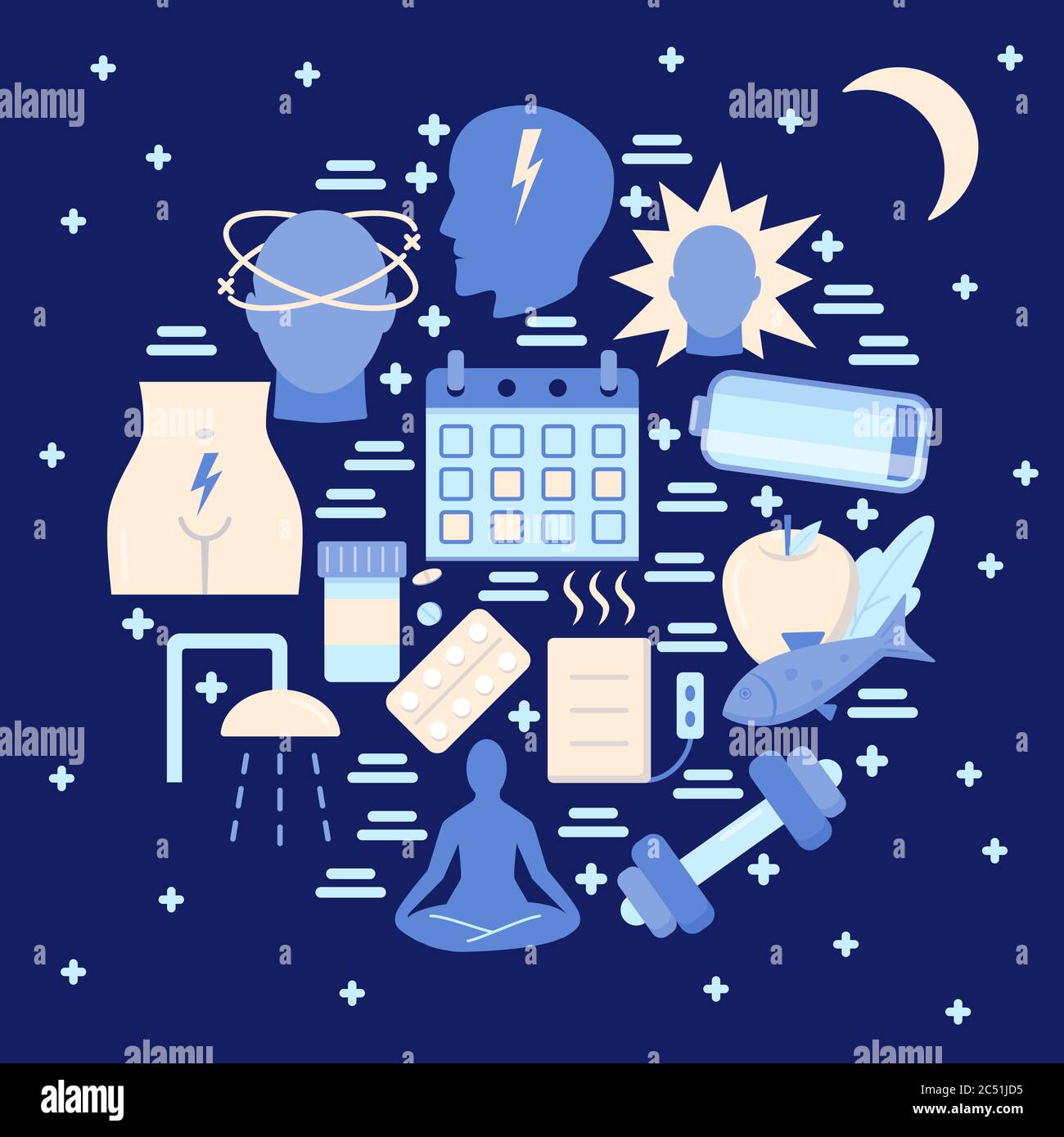 Menstruation round concept banner in flat style. Menstrual period ...