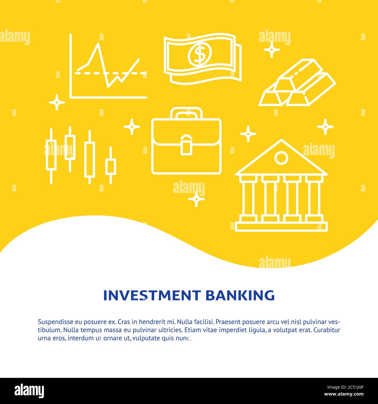 Investment banking banner in line style with place for text. Poster ...