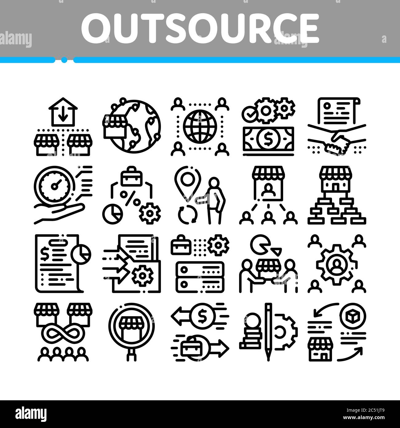 Outsource Management Collection Icons Set Vector Stock Vector Image ...
