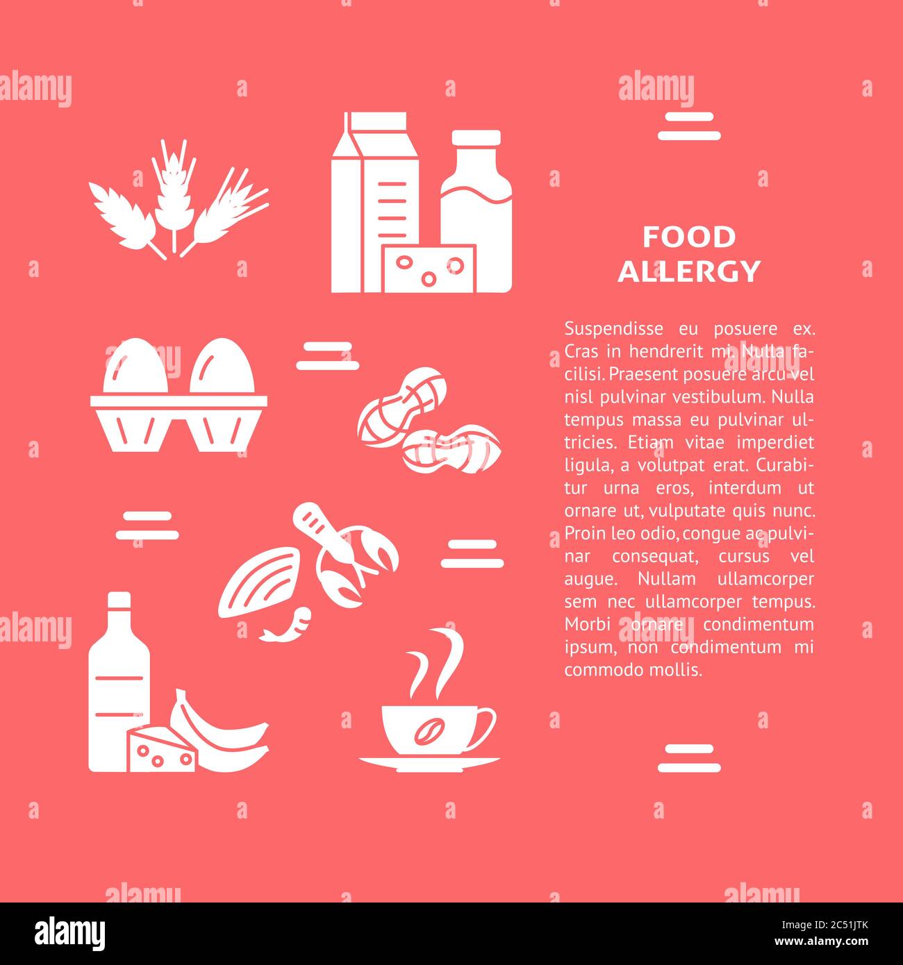 Food allergy banner template in simple style with place for text ...