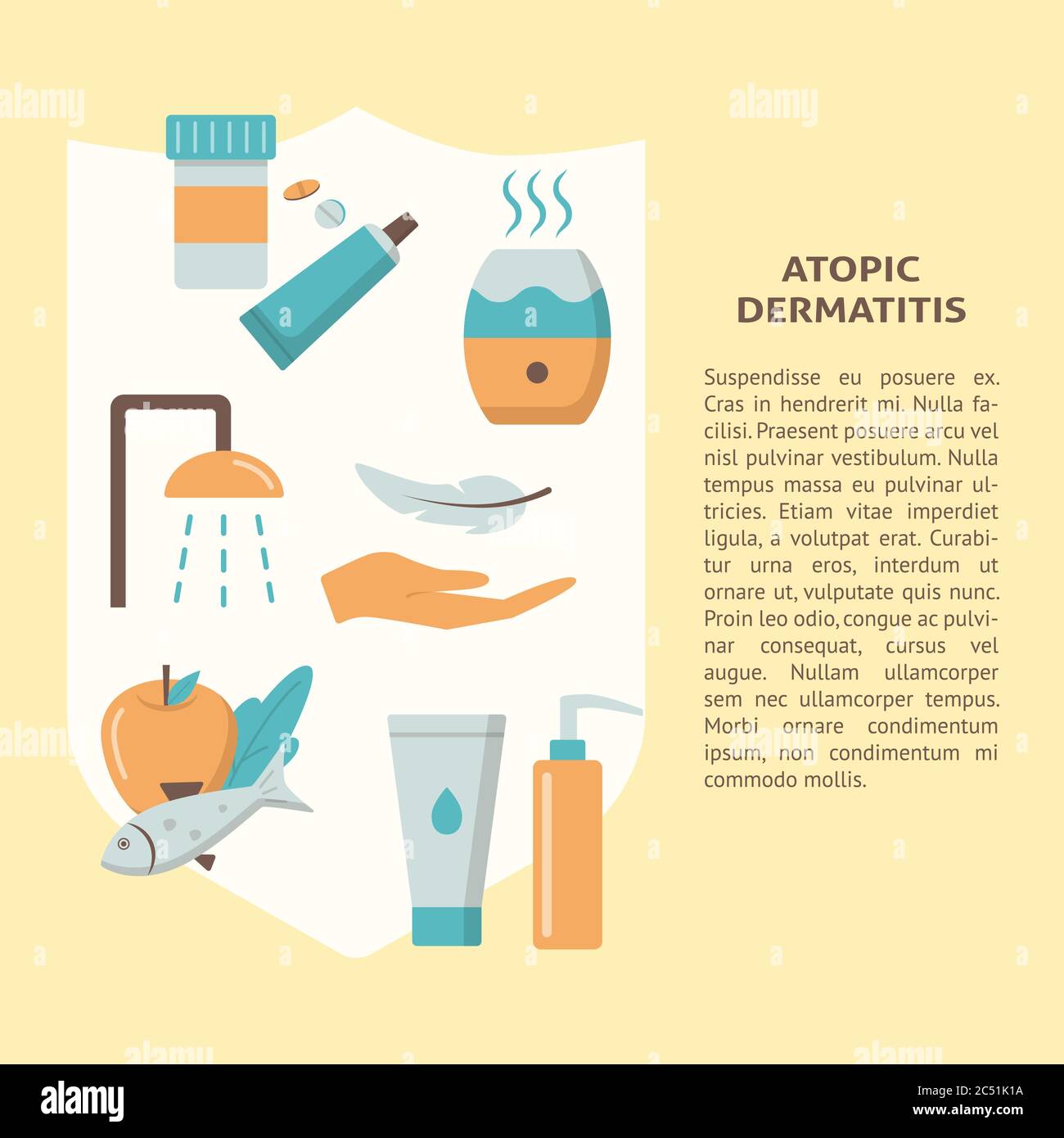 Atopic dermatitis treatment concept banner with text. Skin therapy ...