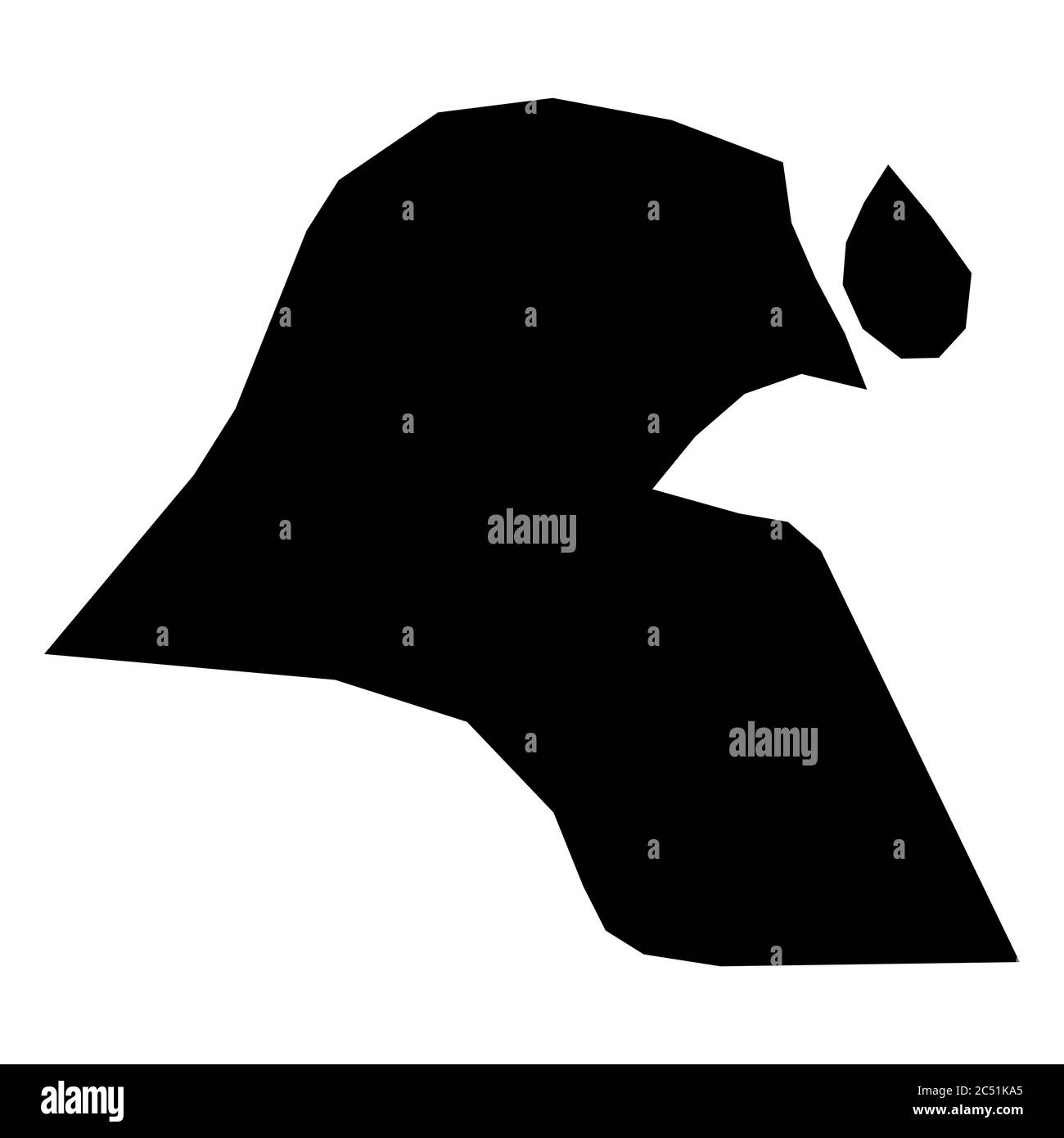 Kuwait - solid black silhouette map of country area. Simple flat vector ...