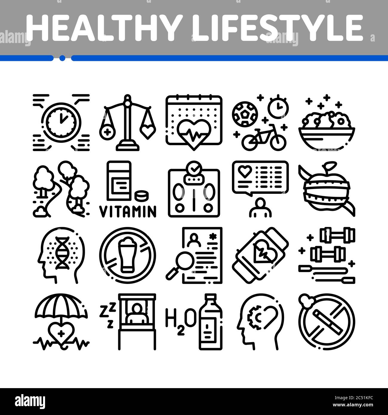 Healthy Lifestyle Collection Icons Set Vector Stock Vector Image & Art ...