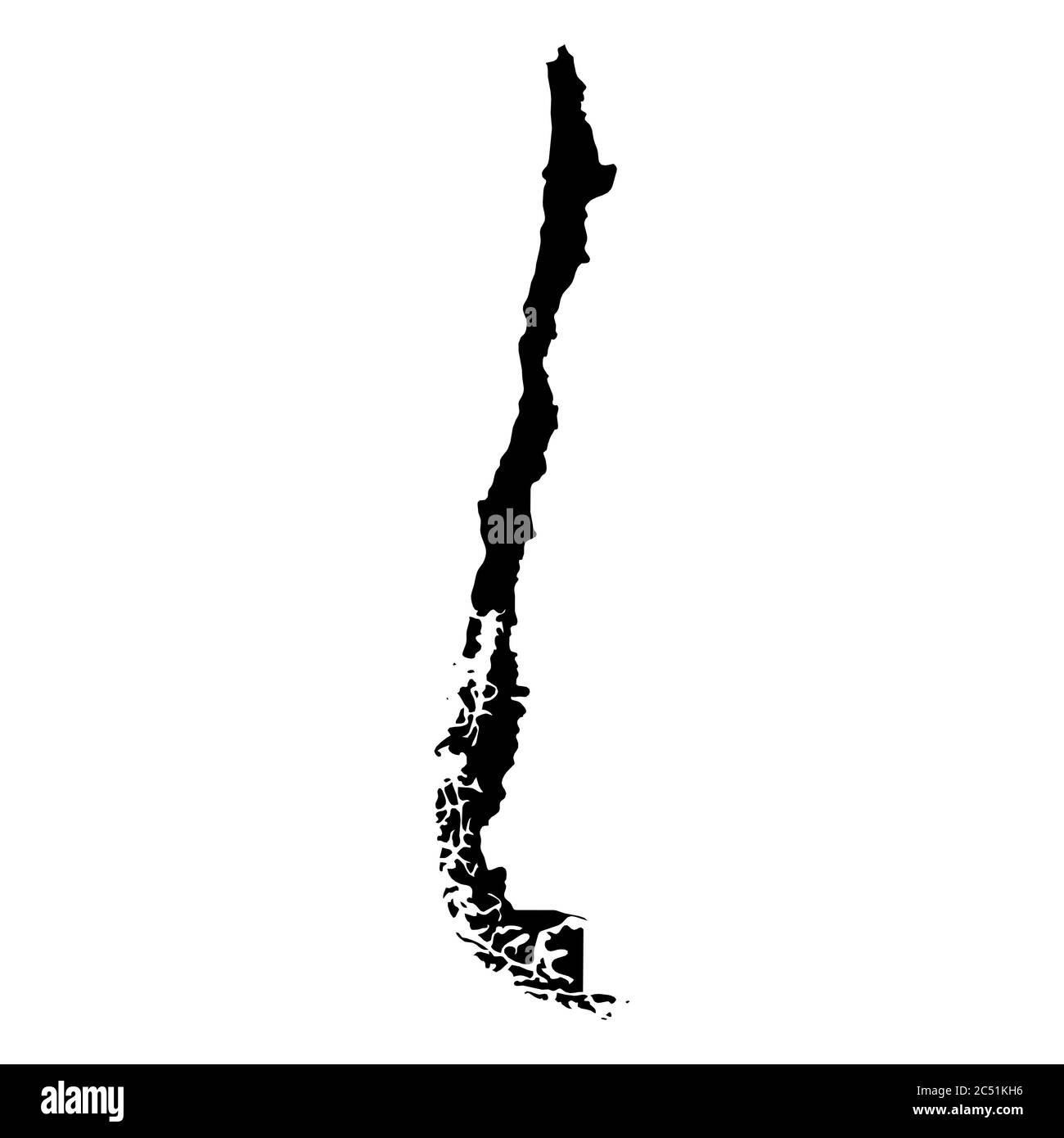 Chile - solid black silhouette map of country area. Simple flat vector ...