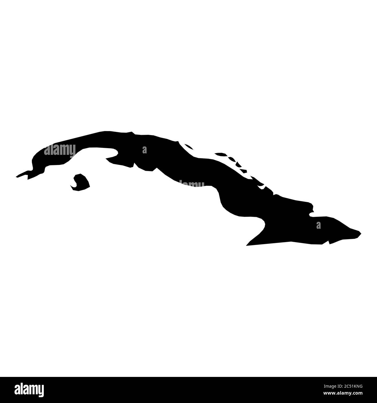 Cuba - solid black silhouette map of country area. Simple flat vector ...