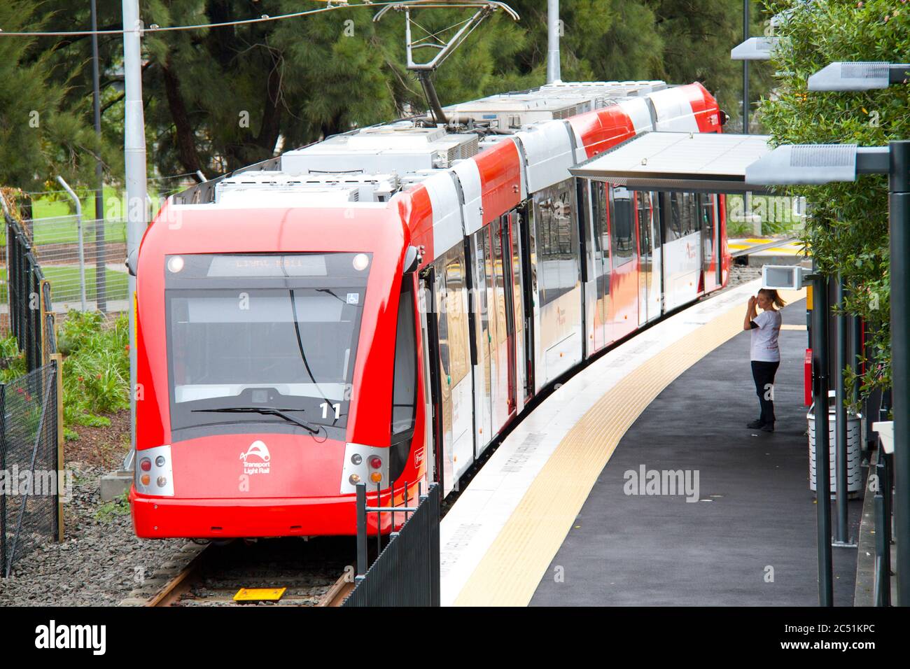 A Light Rail train at Dulwich Hill station on the first day of ...