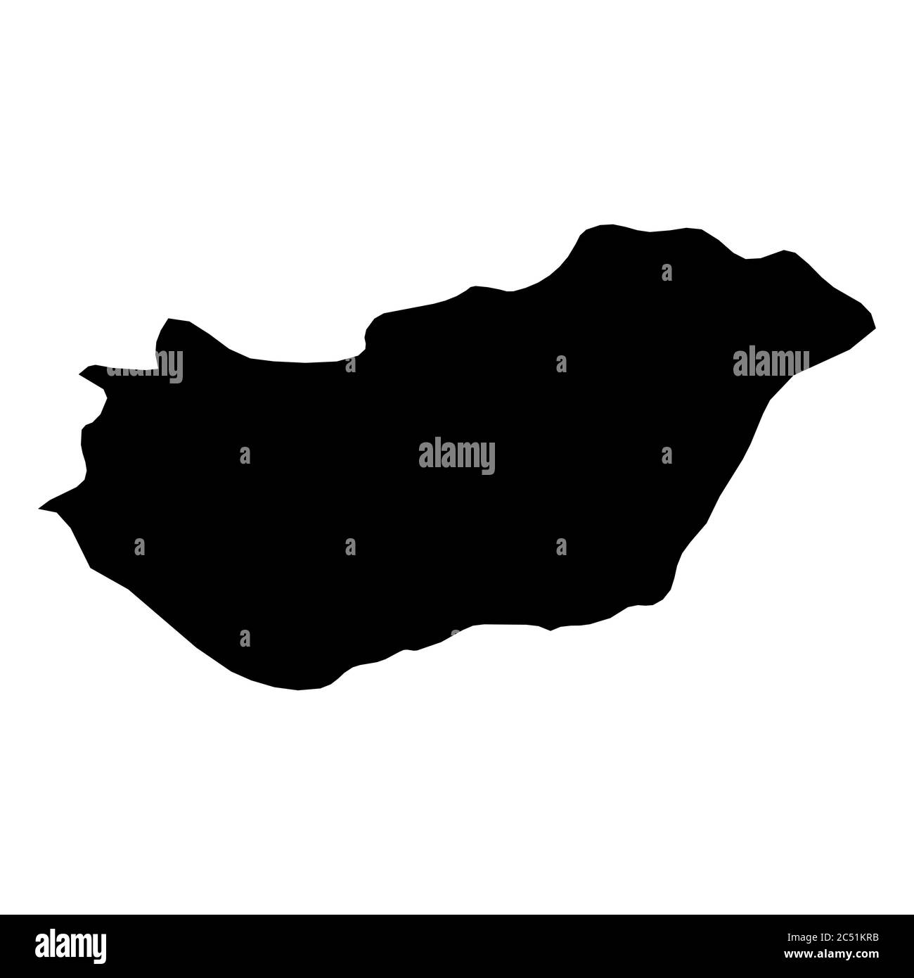 Hungary - solid black silhouette map of country area. Simple flat ...