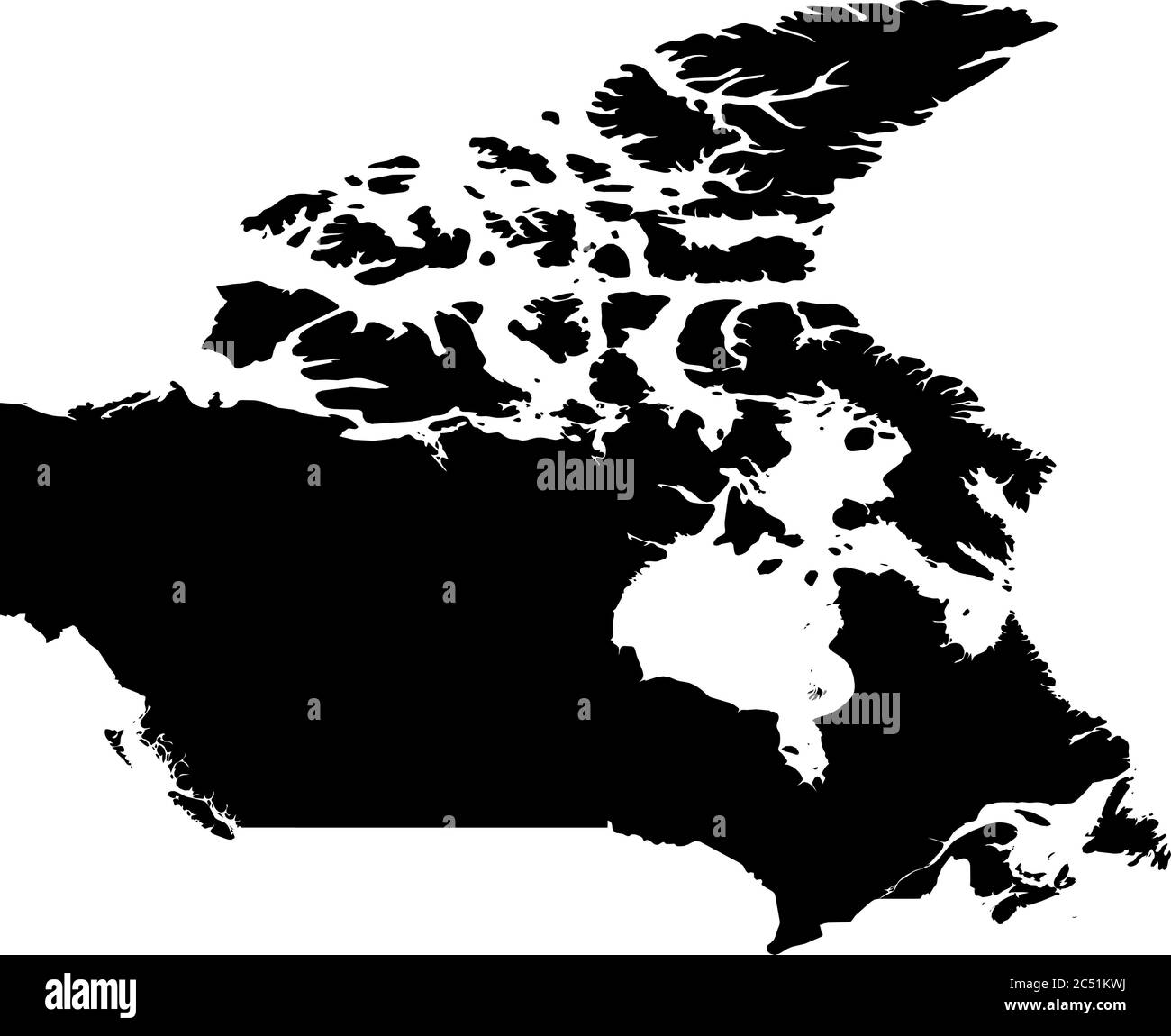 Canada - solid black silhouette map of country area. Simple flat vector ...