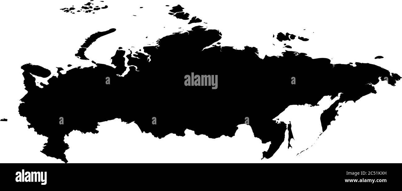 Russia - solid black silhouette map of country area. Simple flat vector ...