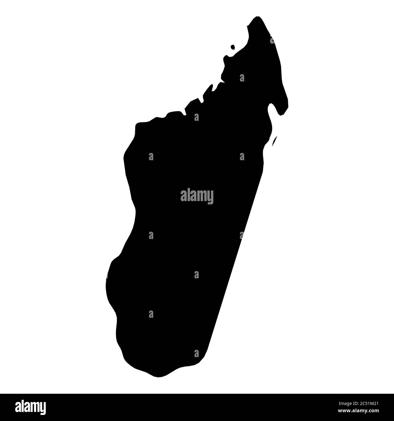 Madagascar - solid black silhouette map of country area. Simple flat ...